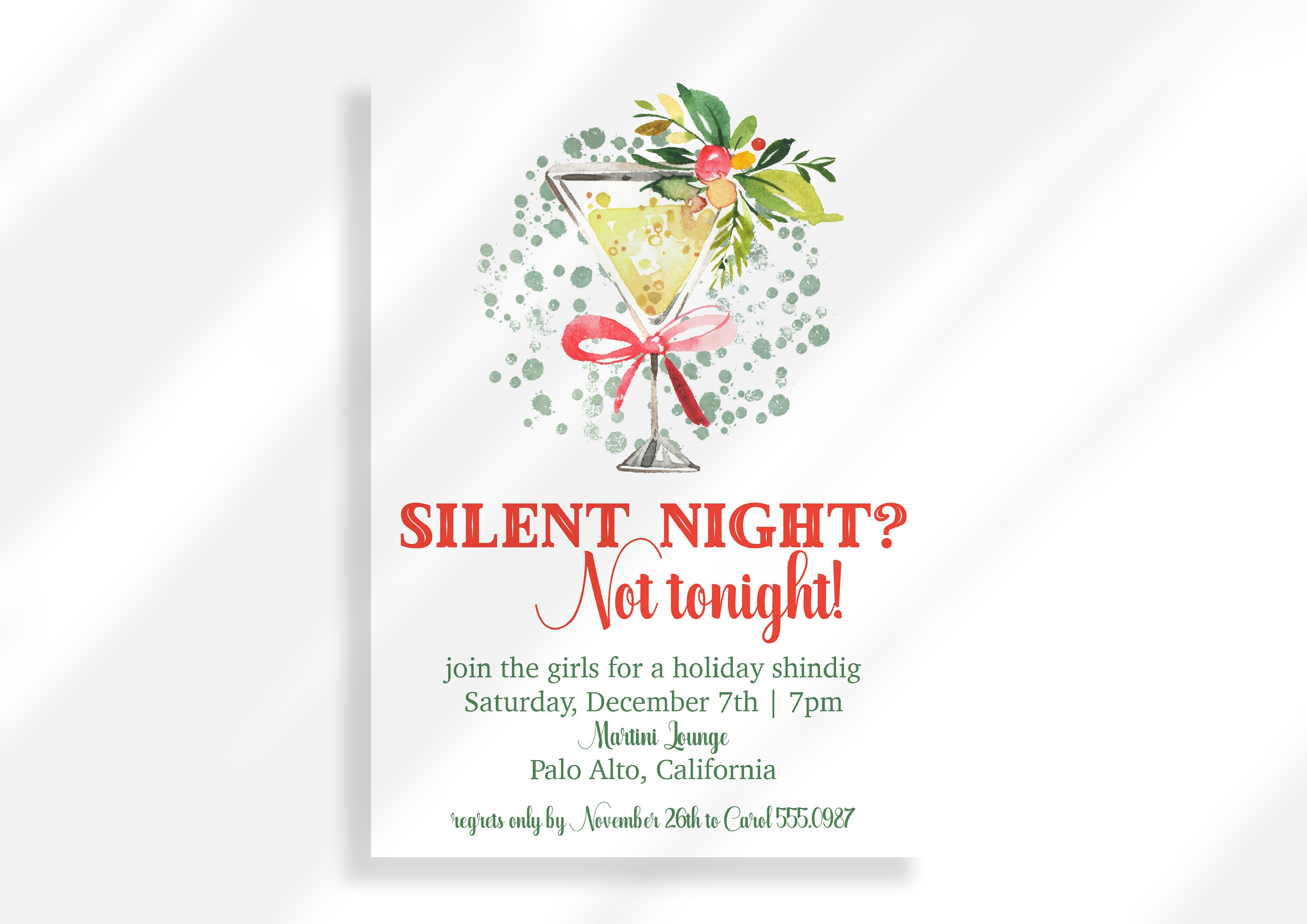 Editable Christmas Printable Invitation for Girls Only Holiday Party - Etsy