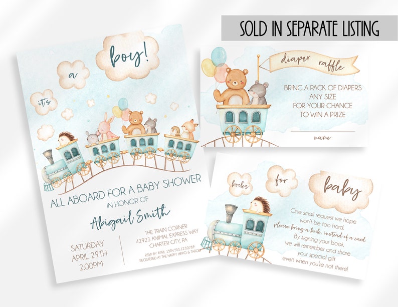 Editable Train Baby Shower Diaper Raffle Tickets Printable Card for ...