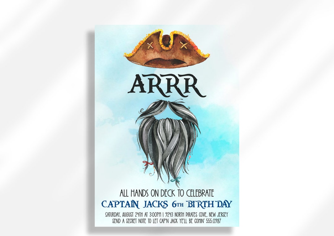 Editable Pirate Birthday Invitation for Instant Digital Download ...