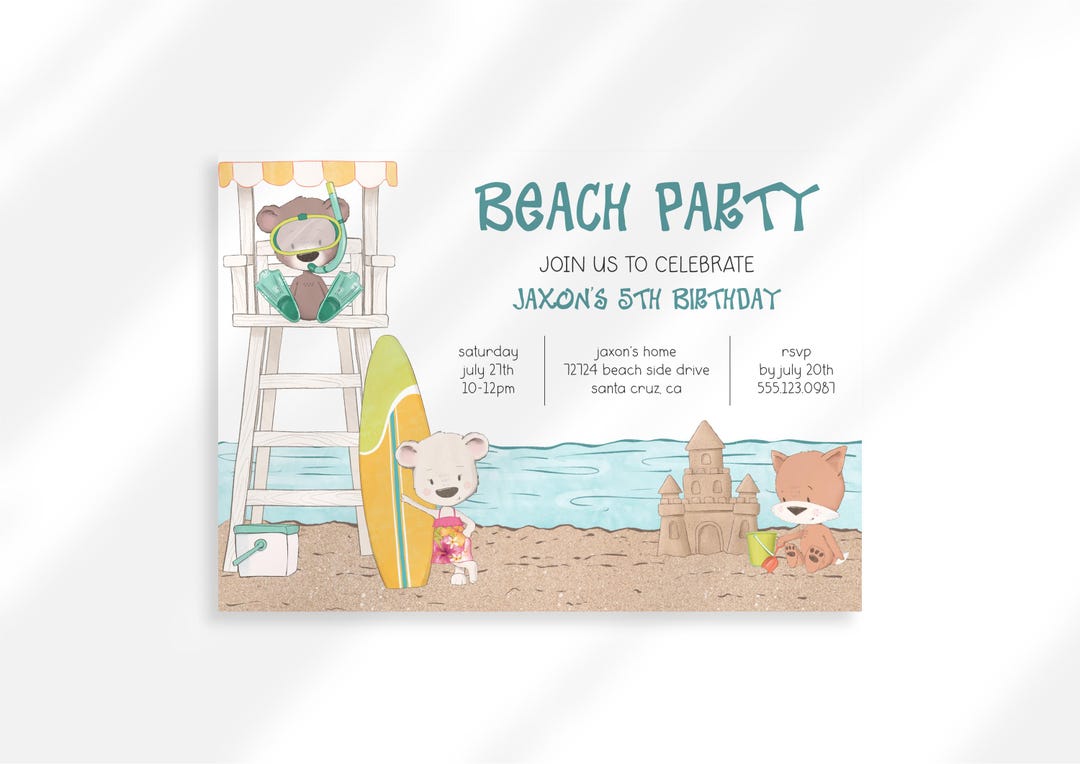Editable Beach Party Invitation Template Lets Celebrate Beach Invite ...