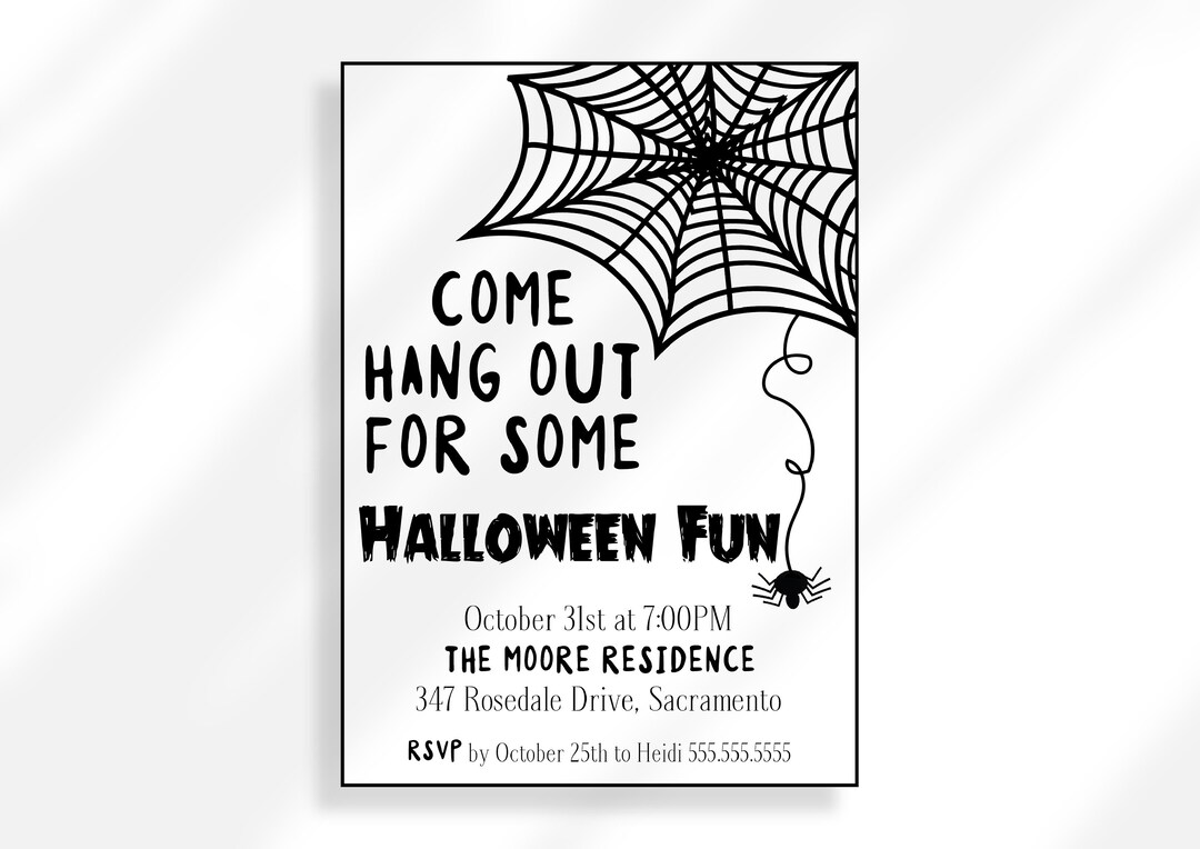 Editable Halloween Hang Out Party Invitation | Kid Halloween Party ...