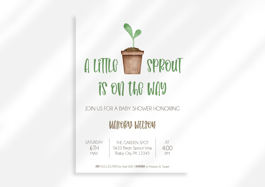 A Little Sprout Baby Shower Invitation Editable, Nesting Party Invite ...