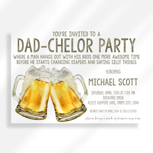 Editable Dadchelor Baby Shower Invitation Instant Digital Download ...