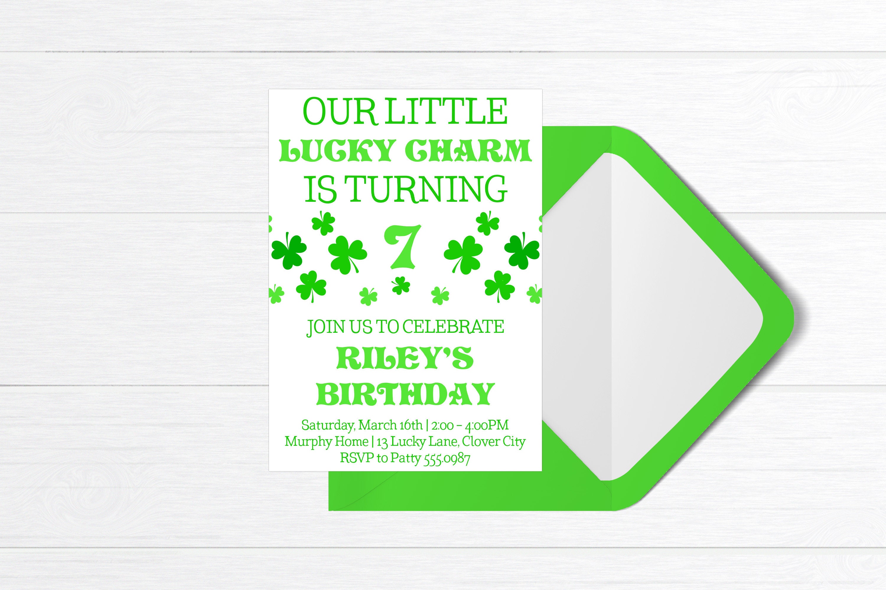 Editable Lucky Seven Birthday Invitation for Instant Digital Download ...