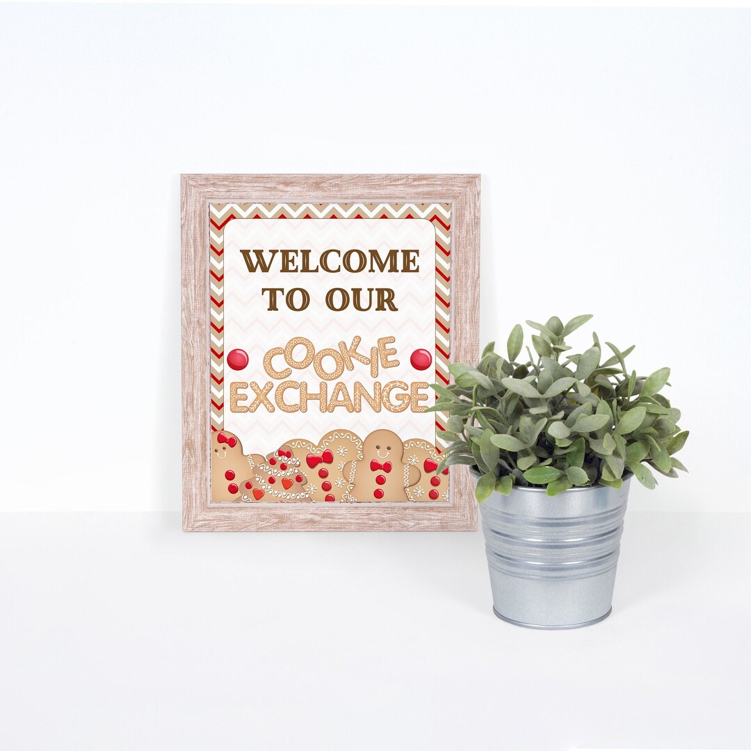 Gingerbread Cookie Exchange Welcome Sign | Cookie Exchange Party ...