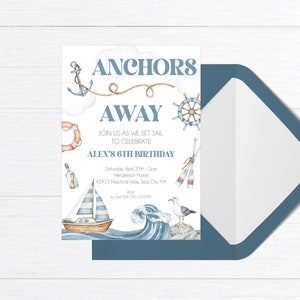 Editable Nautical Birthday Party Invitation | Sail Boat Birthday Invite ...