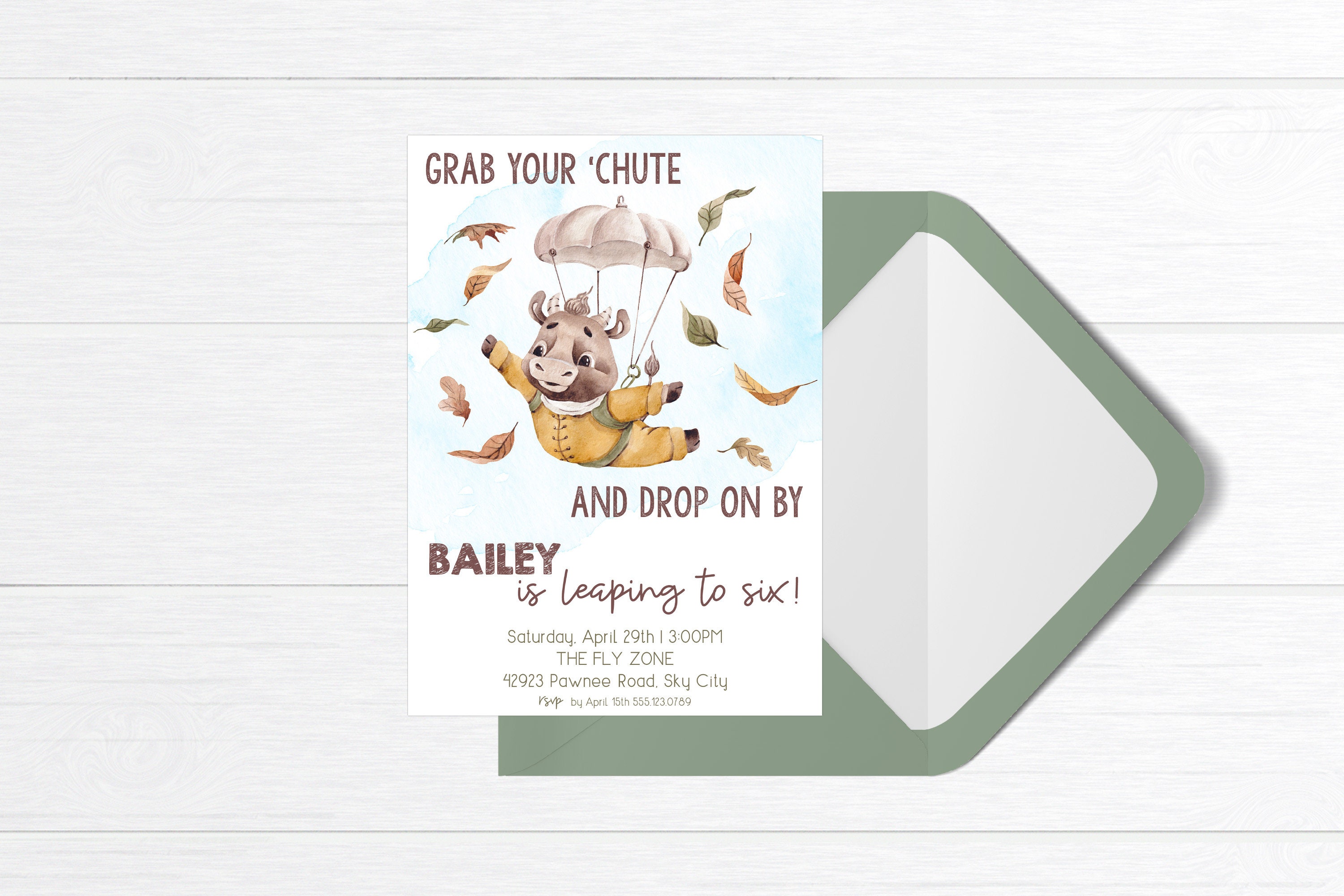 Editable Parachute Birthday Party Invitation | Parachuting Party ...