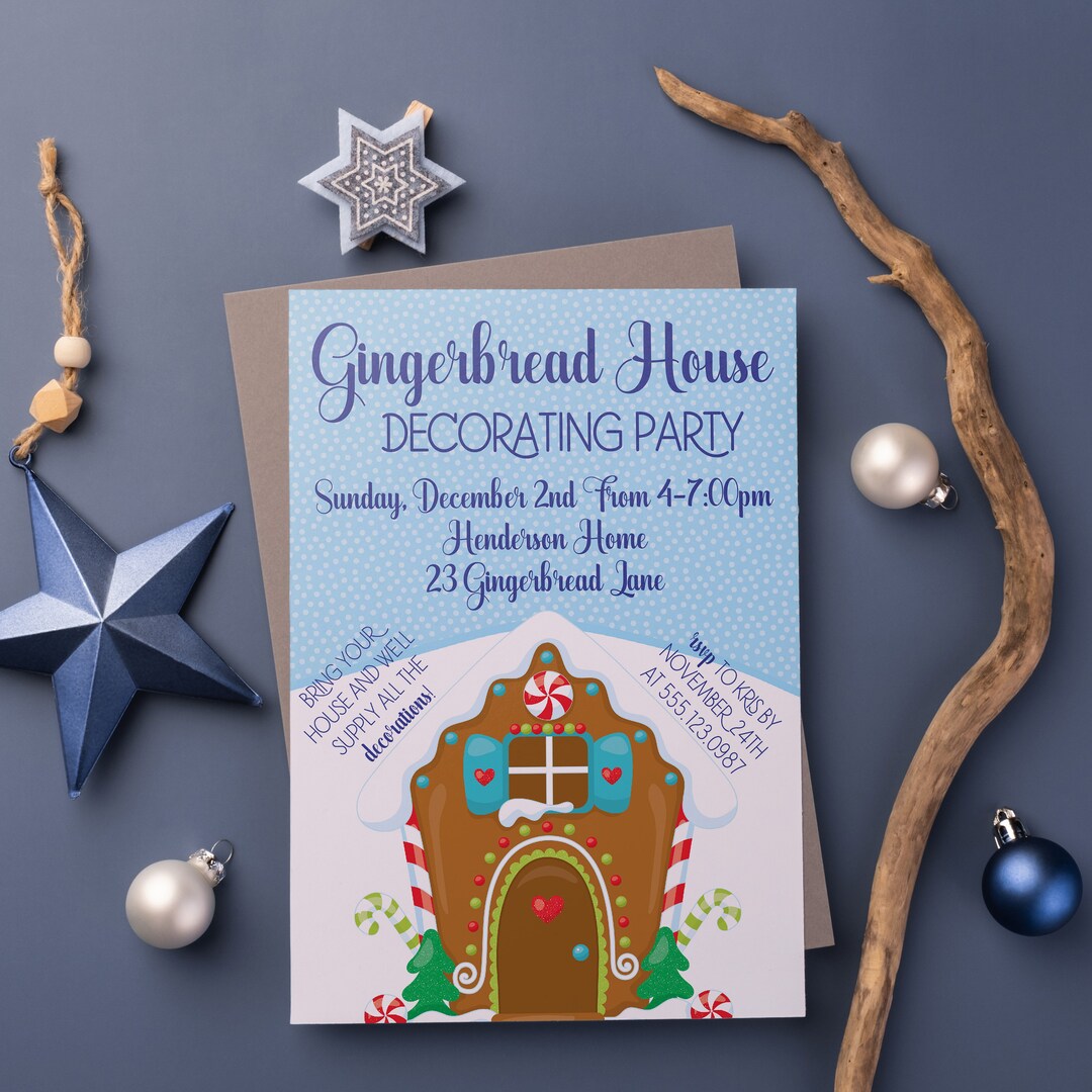 Editable Gingerbread House Decorating Party Invitation | Holiday Baking ...