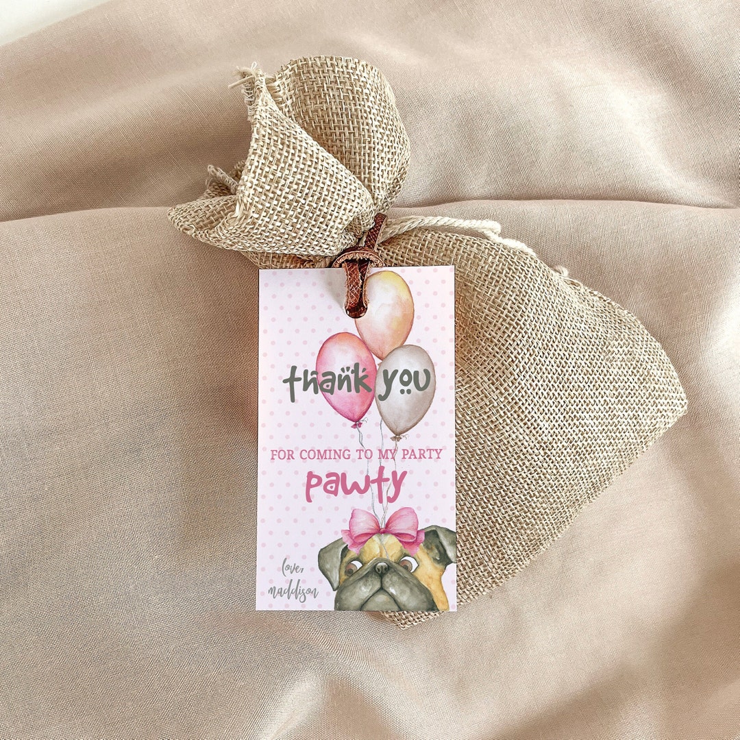 Editable Pawty Birthday Party Favor Tags | Puppy Dog Birthday Thank You ...