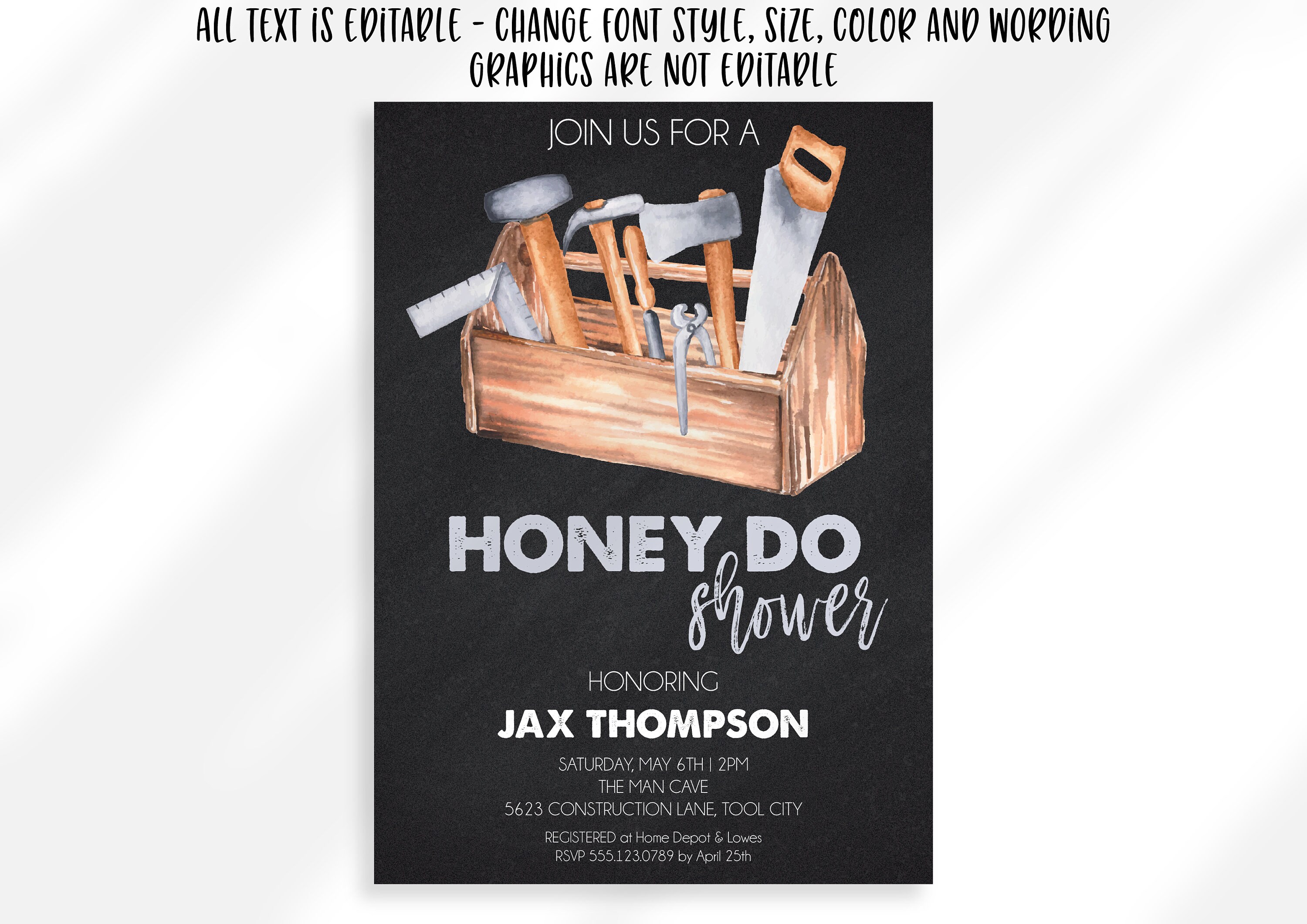 Editable Honey Do Shower Invitation | Groom Shower Invitation | Man ...