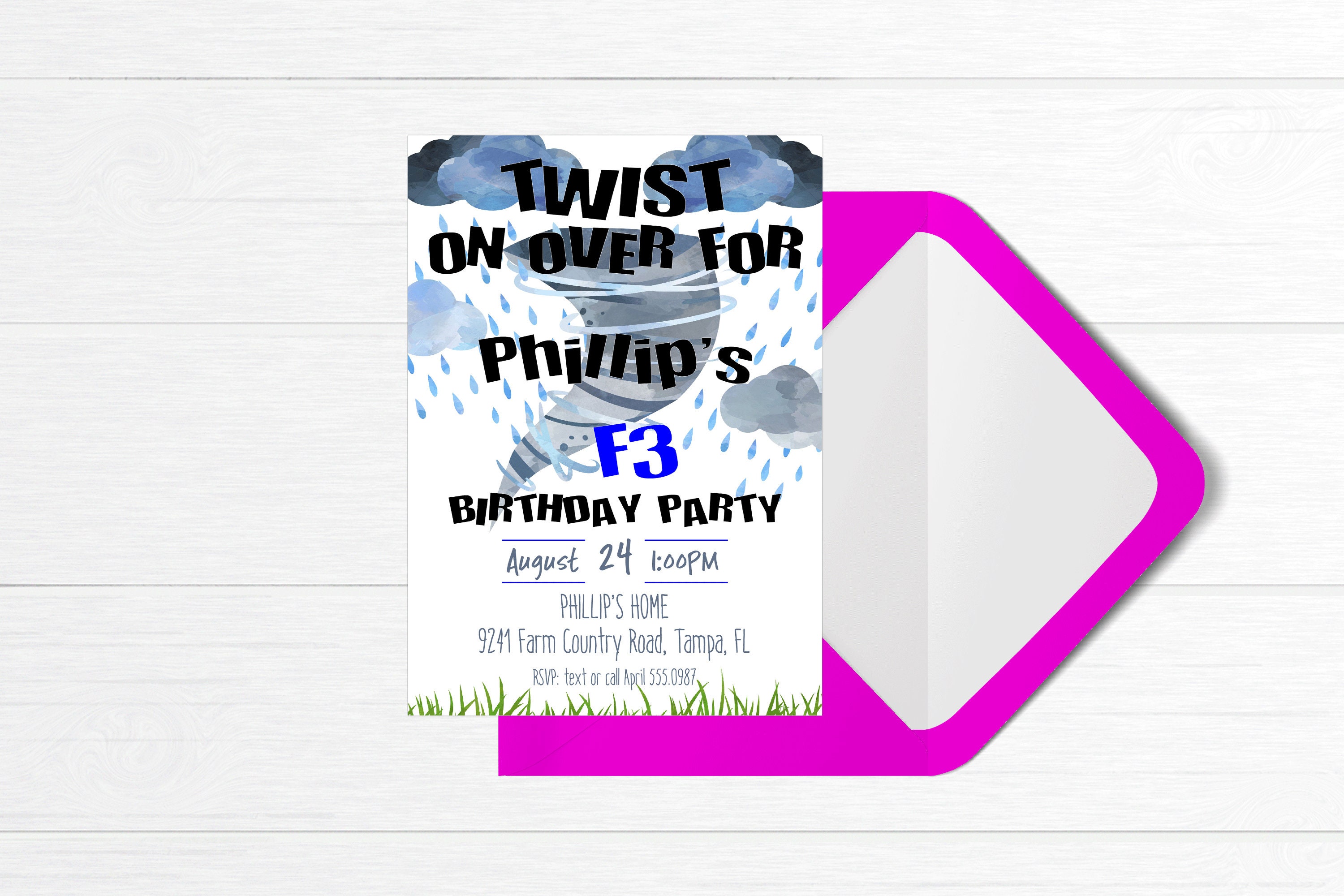 Editable Tornado Birthday Invitation for Instant Digital Download ...