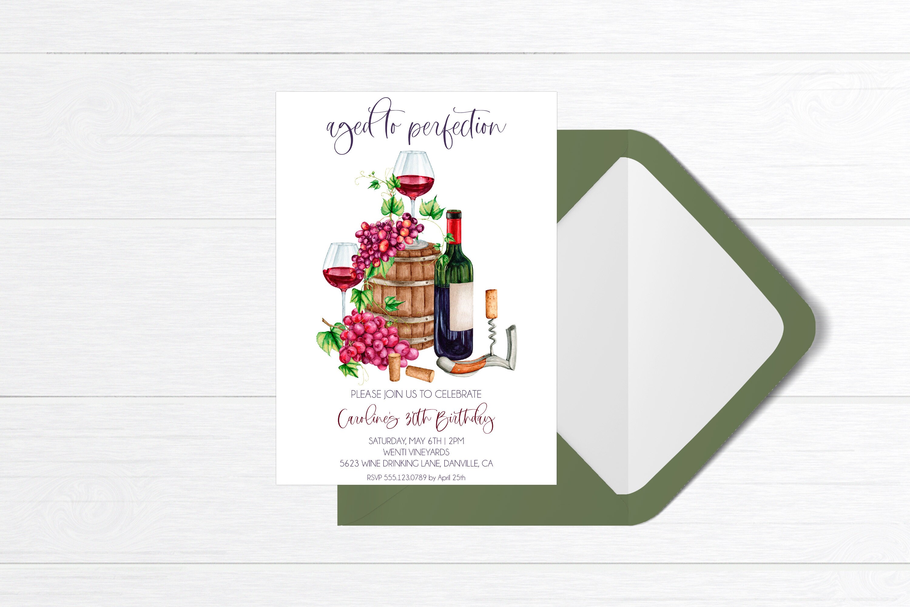 Editable Wine Birthday Invitation Aged to Perfection Invite Winery ...