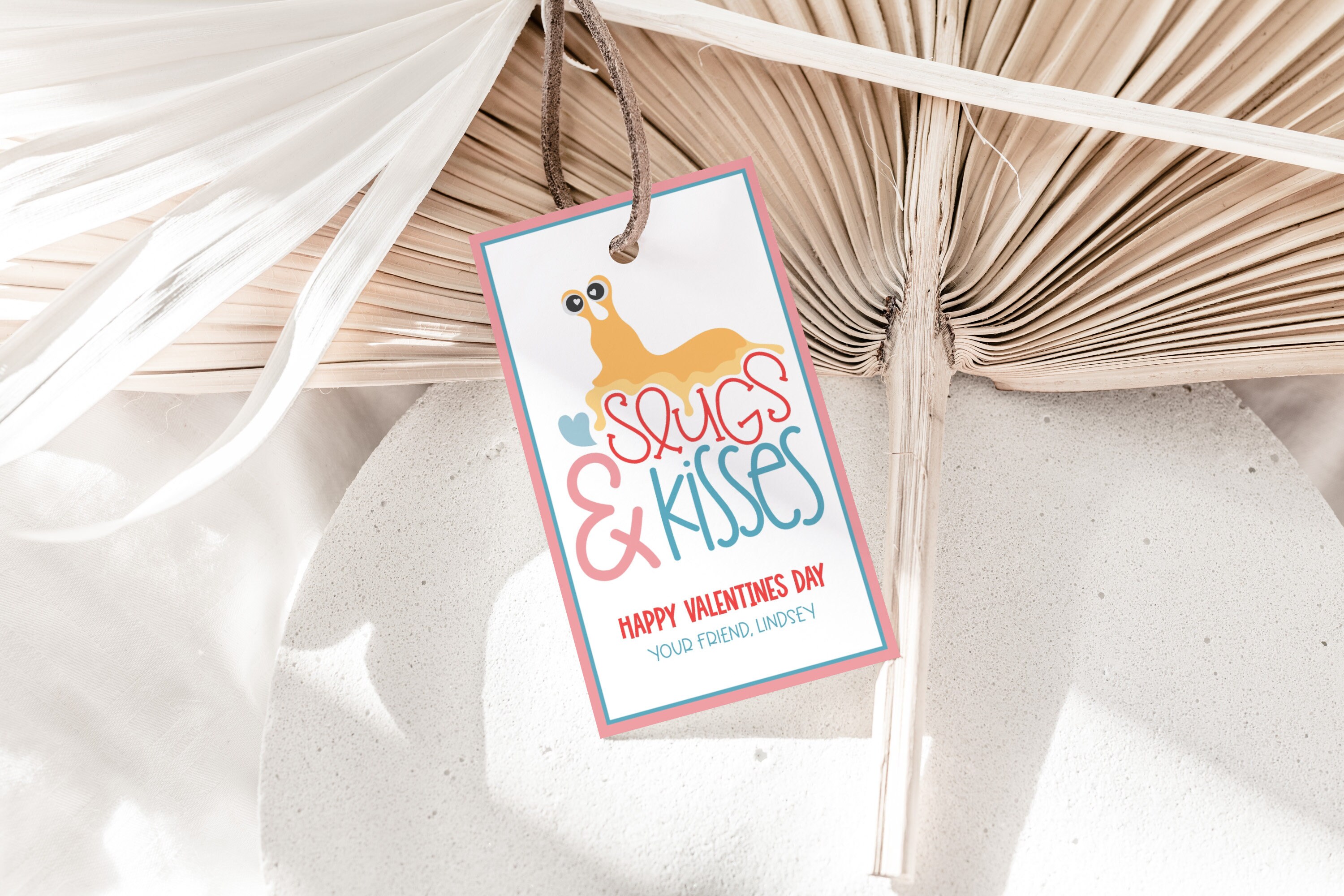 Editable Slugs & Kisses Valentines Day Tag for Kids School Valentine ...