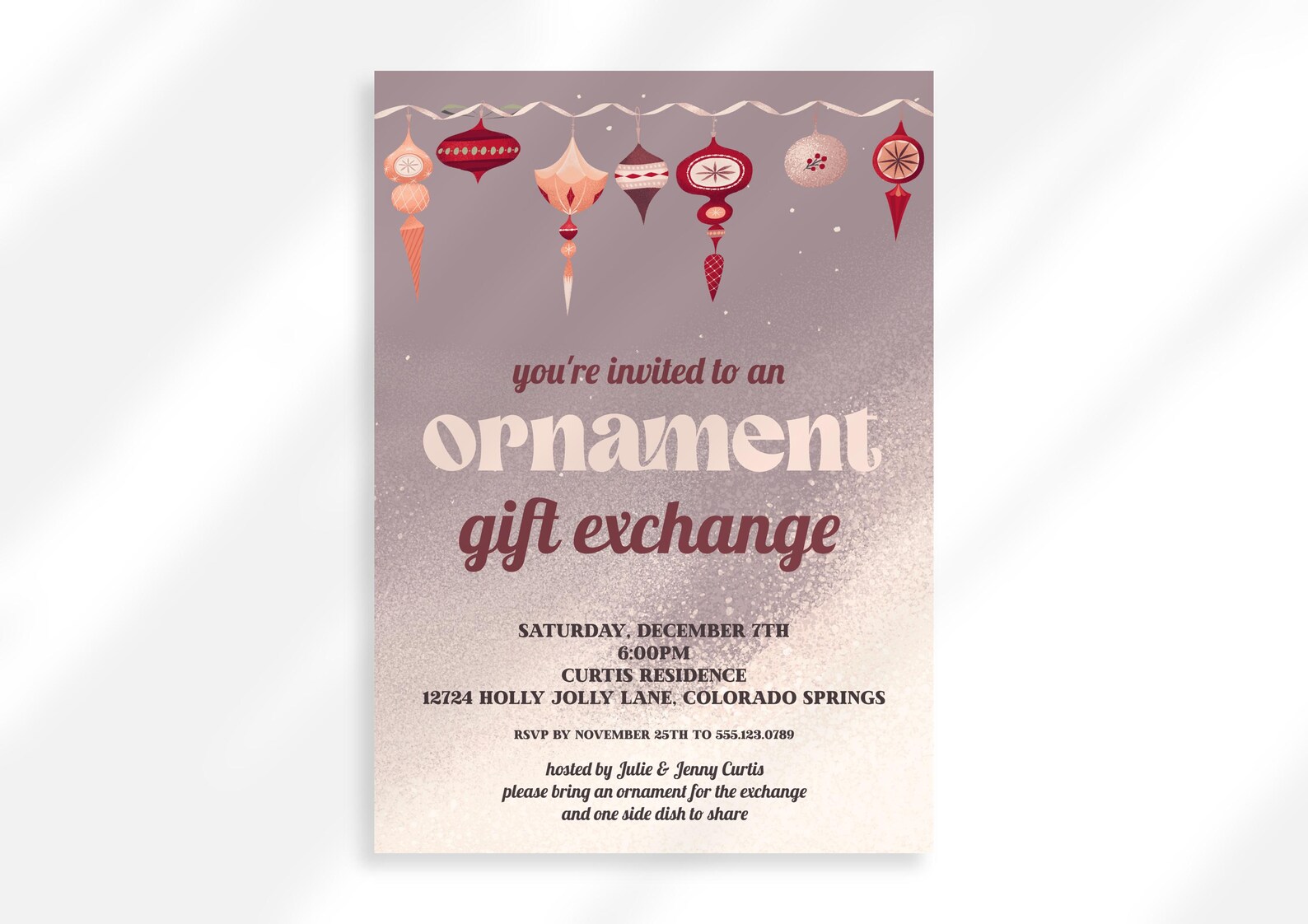 Editable Holiday Ornament Exchange Party Invitation | Gift Exchange ...
