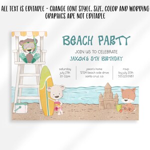 Editable Beach Party Invitation Template Lets Celebrate Beach Invite ...