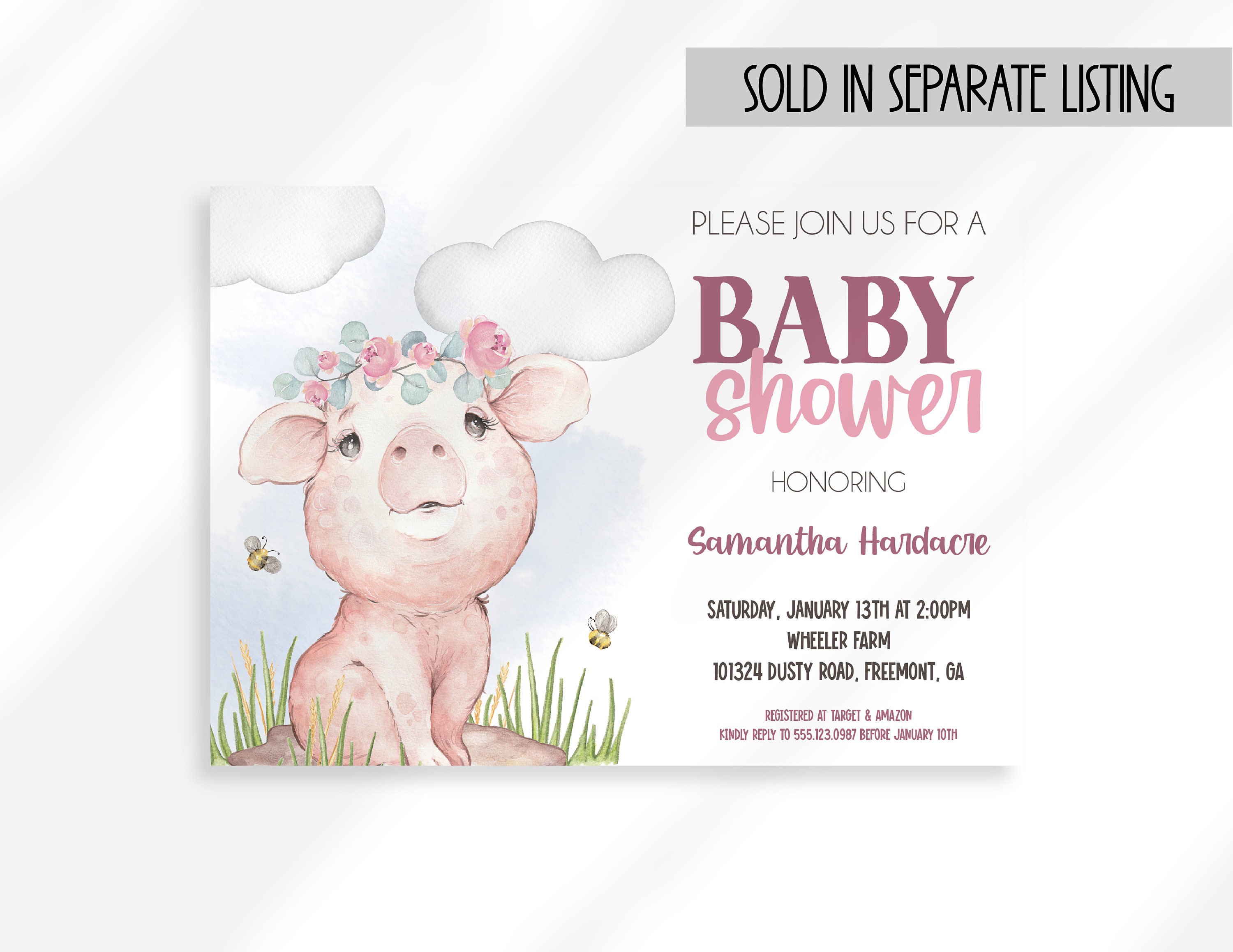 Watercolor Cow Baby Shower Invites Editable, Farm Baby Sprinkle Invite ...