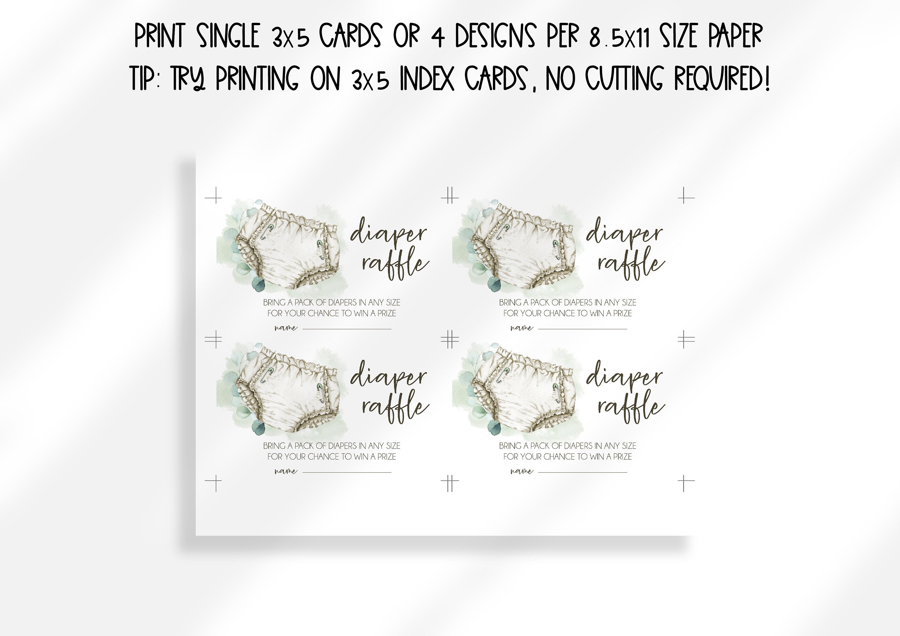 Editable Diaper Raffle Tickets Printable Digital Download Card for Baby ...