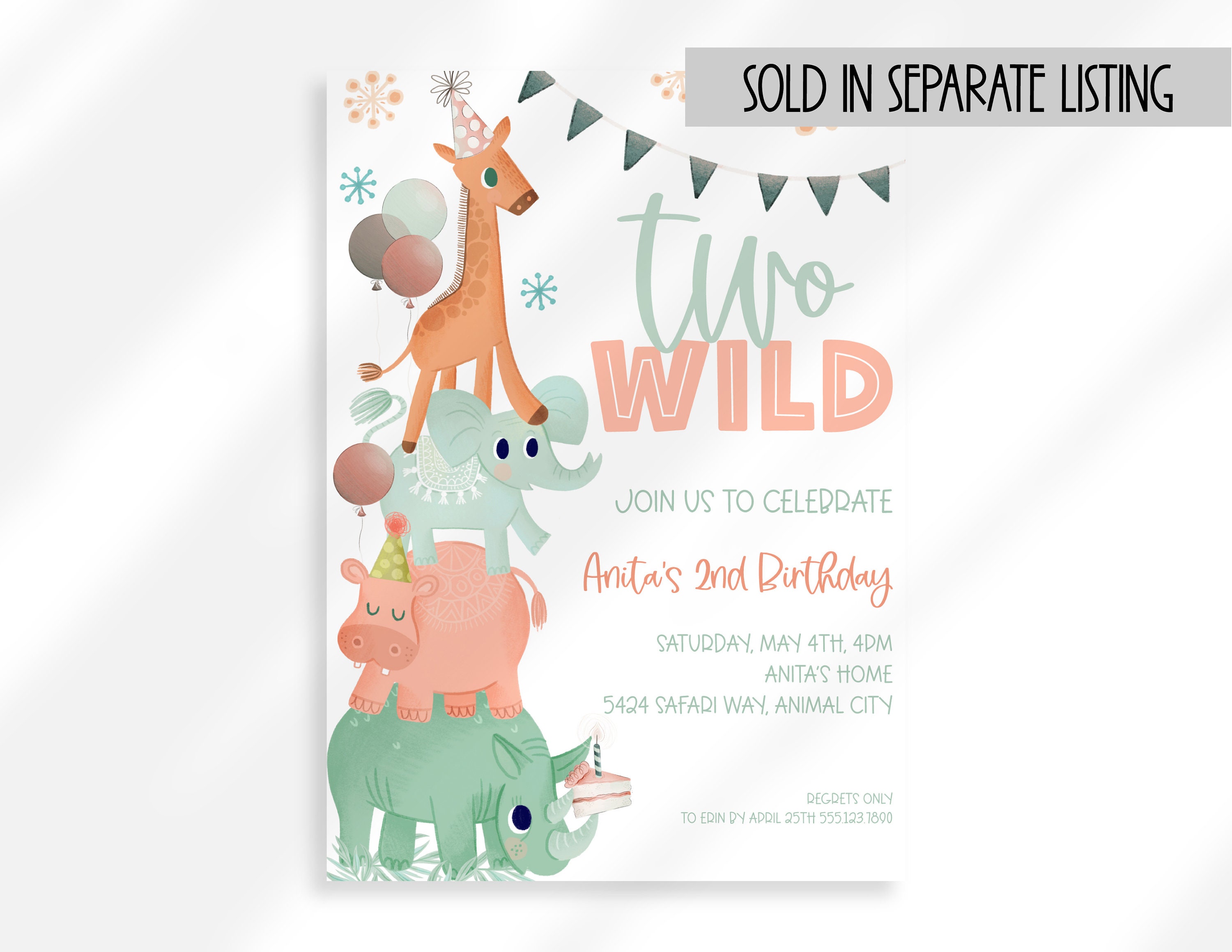 Editable Animal Birthday Thank You Tag Party Animals Favor Tags Wild ...