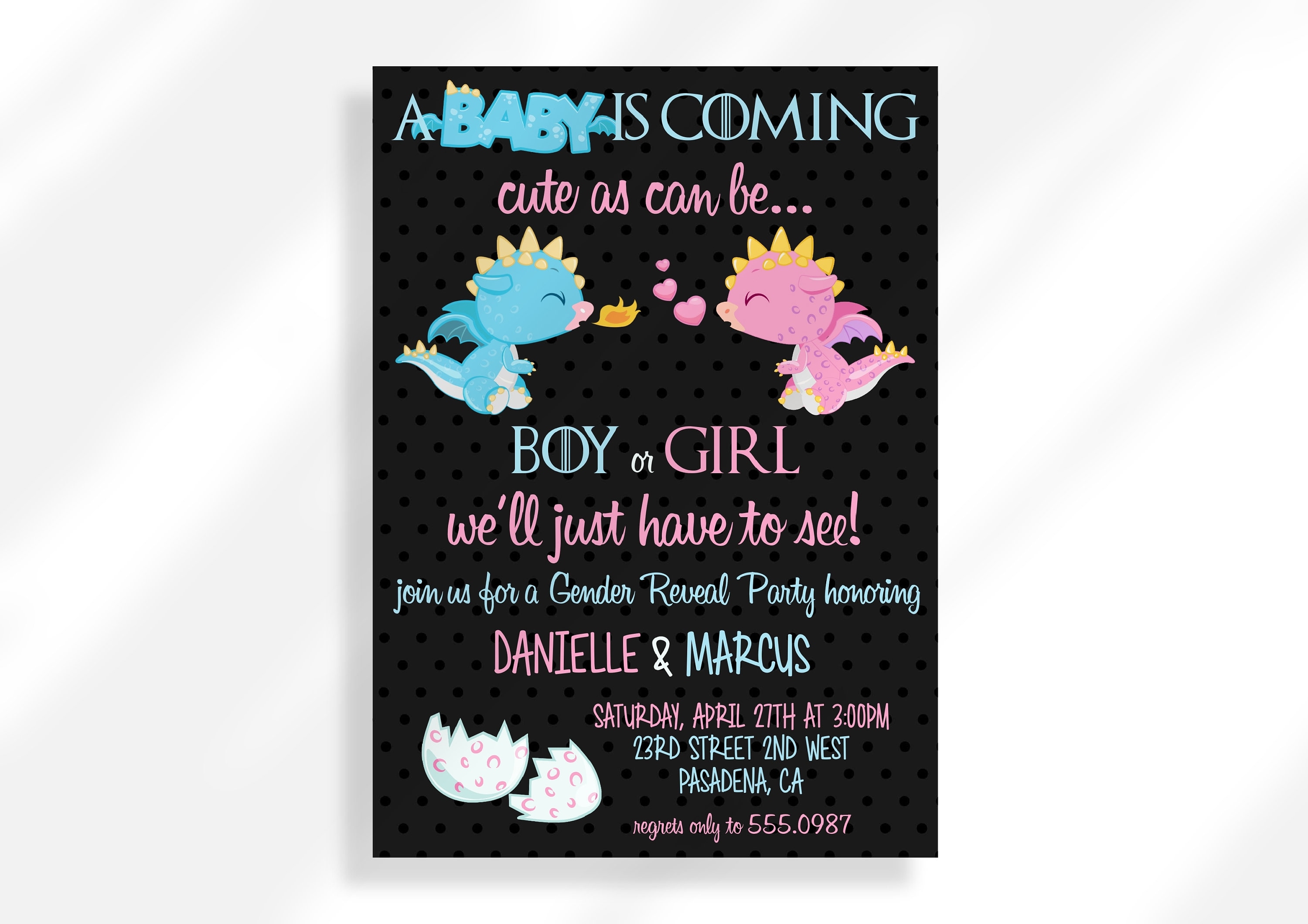 Editable Dragon Gender Reveal Invitation for Instant Digital Download ...