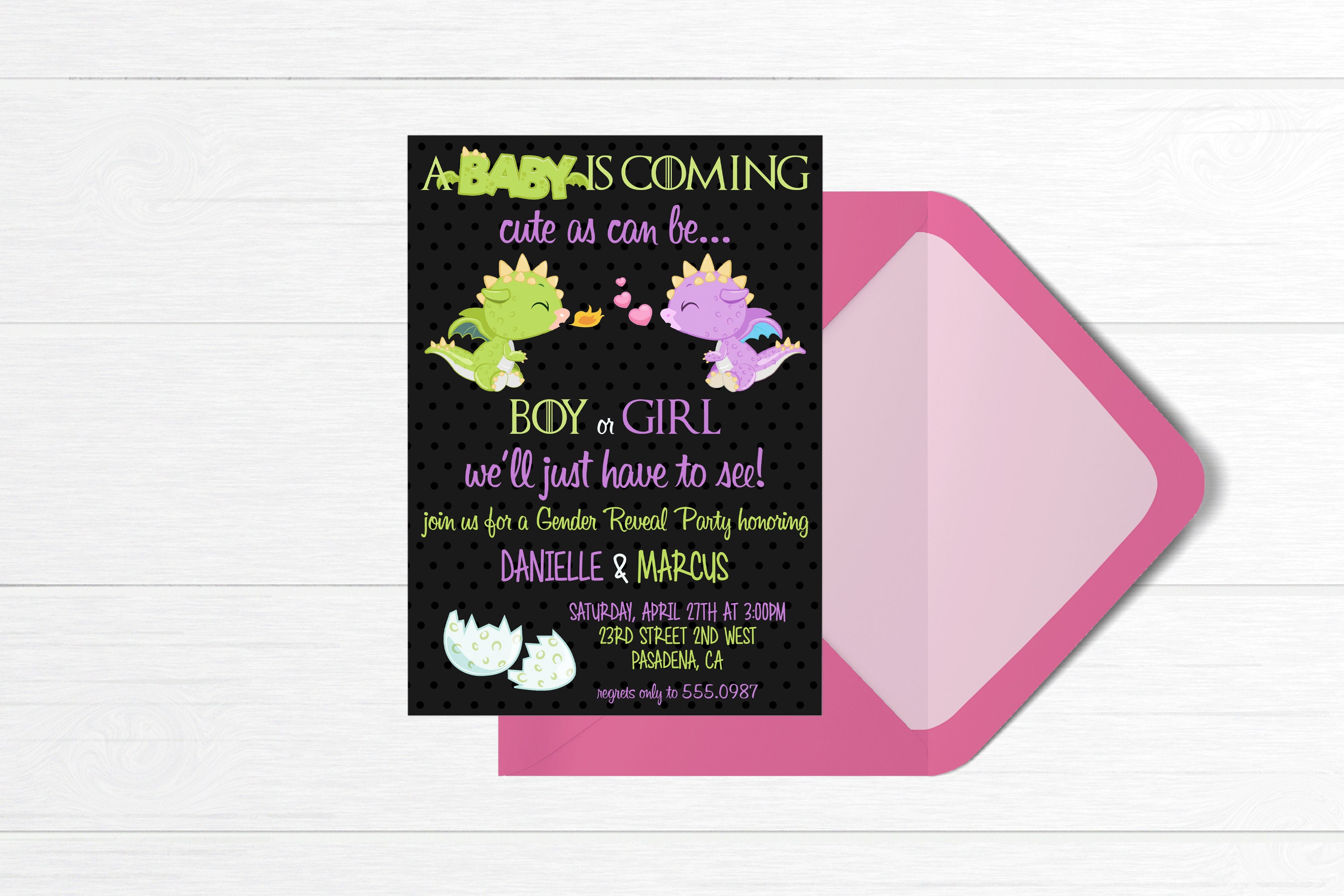 Editable Dragon Gender Reveal Invitation for Instant Digital Download ...