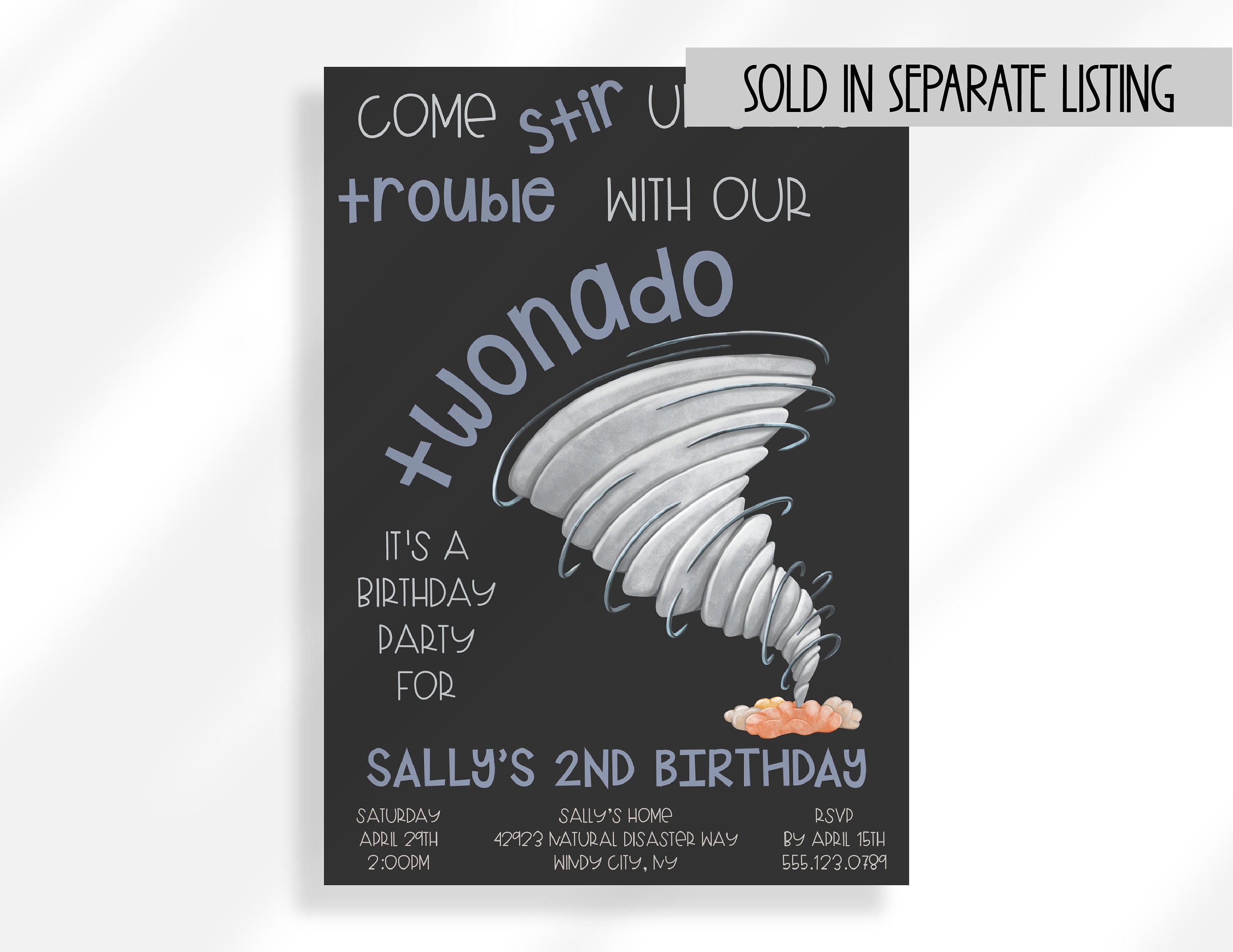 Editable Tornado Birthday Invitation for Instant Digital Download ...