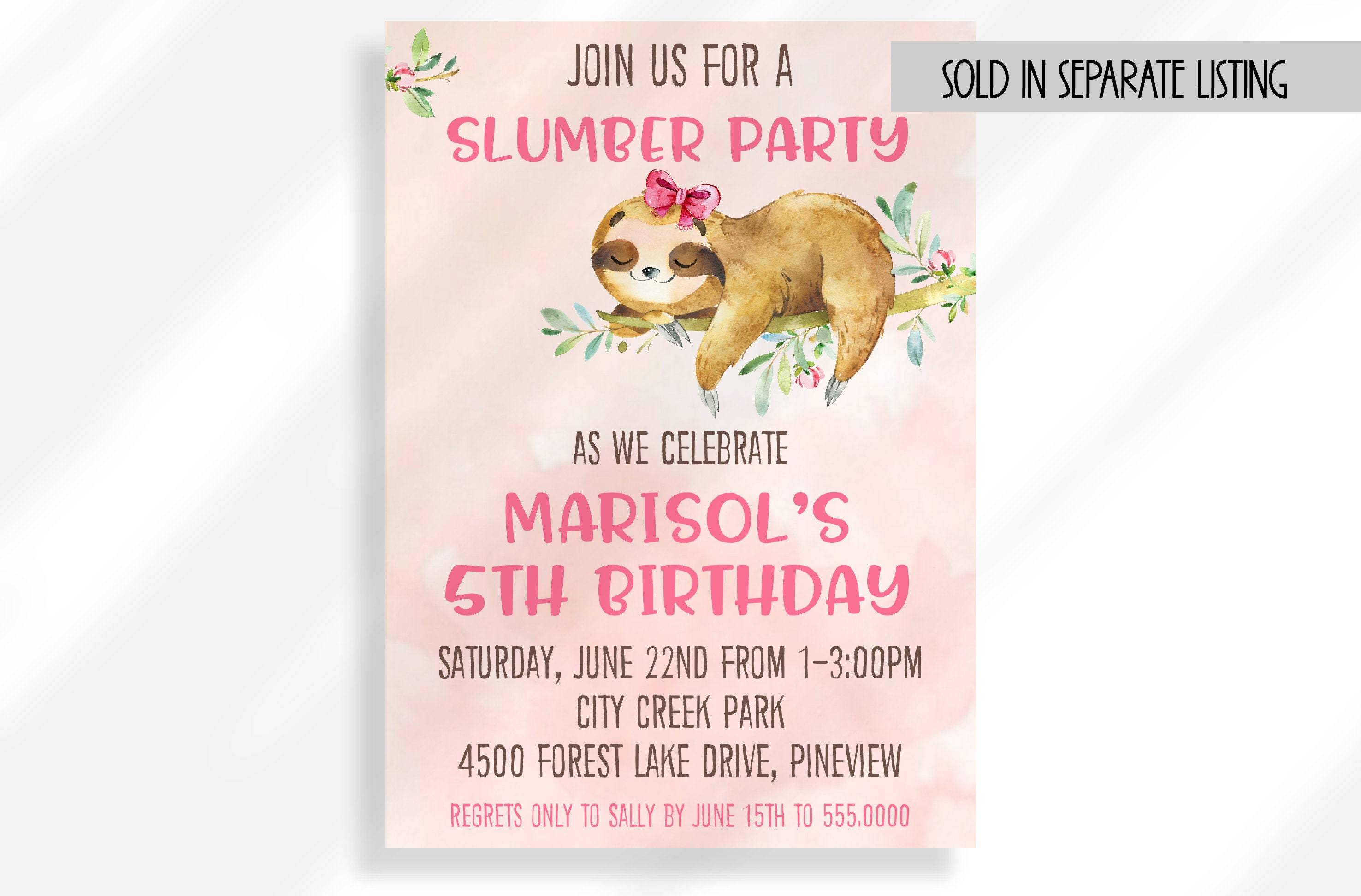 Editable Sloth Birthday Invitation for Instant Digital Download ...