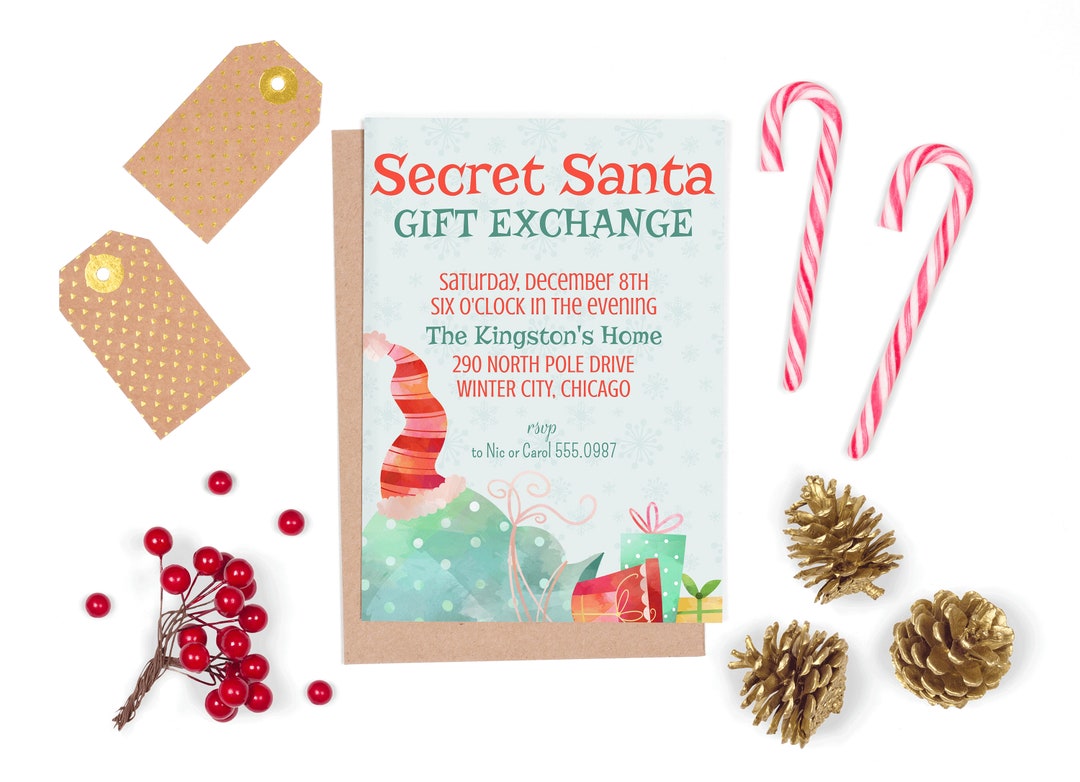 Editable Secret Santa Printable Invitation | Christmas Secret Santa ...