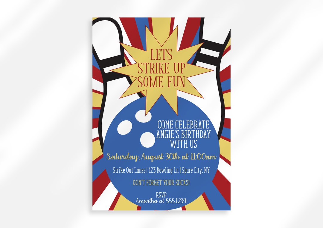Editable Lets Strike up Some Fun Birthday Invitation Instant Download ...