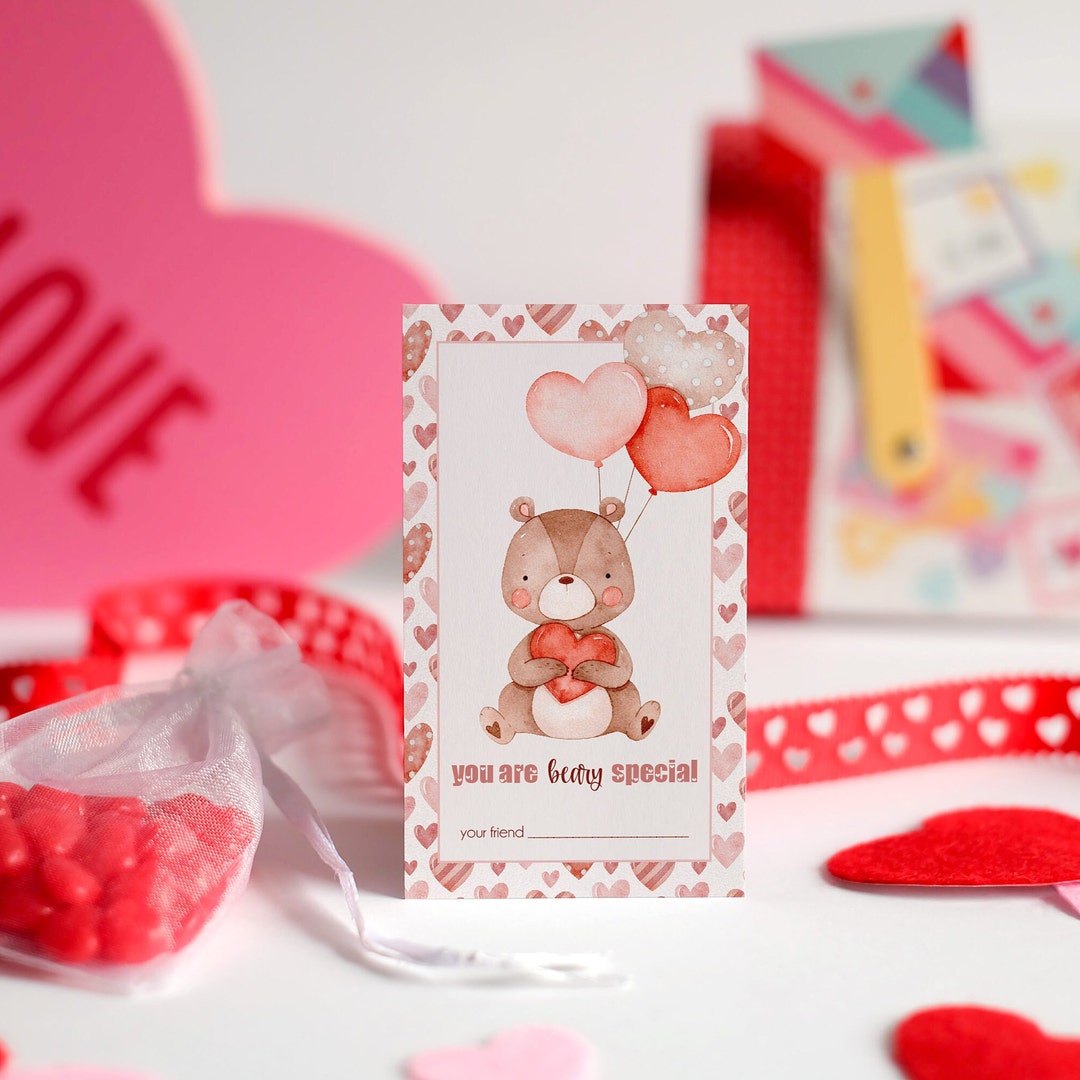Bear Valentines Day Tag Instant Download | Beary Special Valentine ...