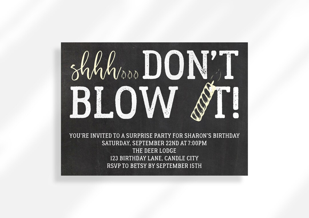Editable Shhh It's A Surprise Birthday Invitation for Instant Digital ...