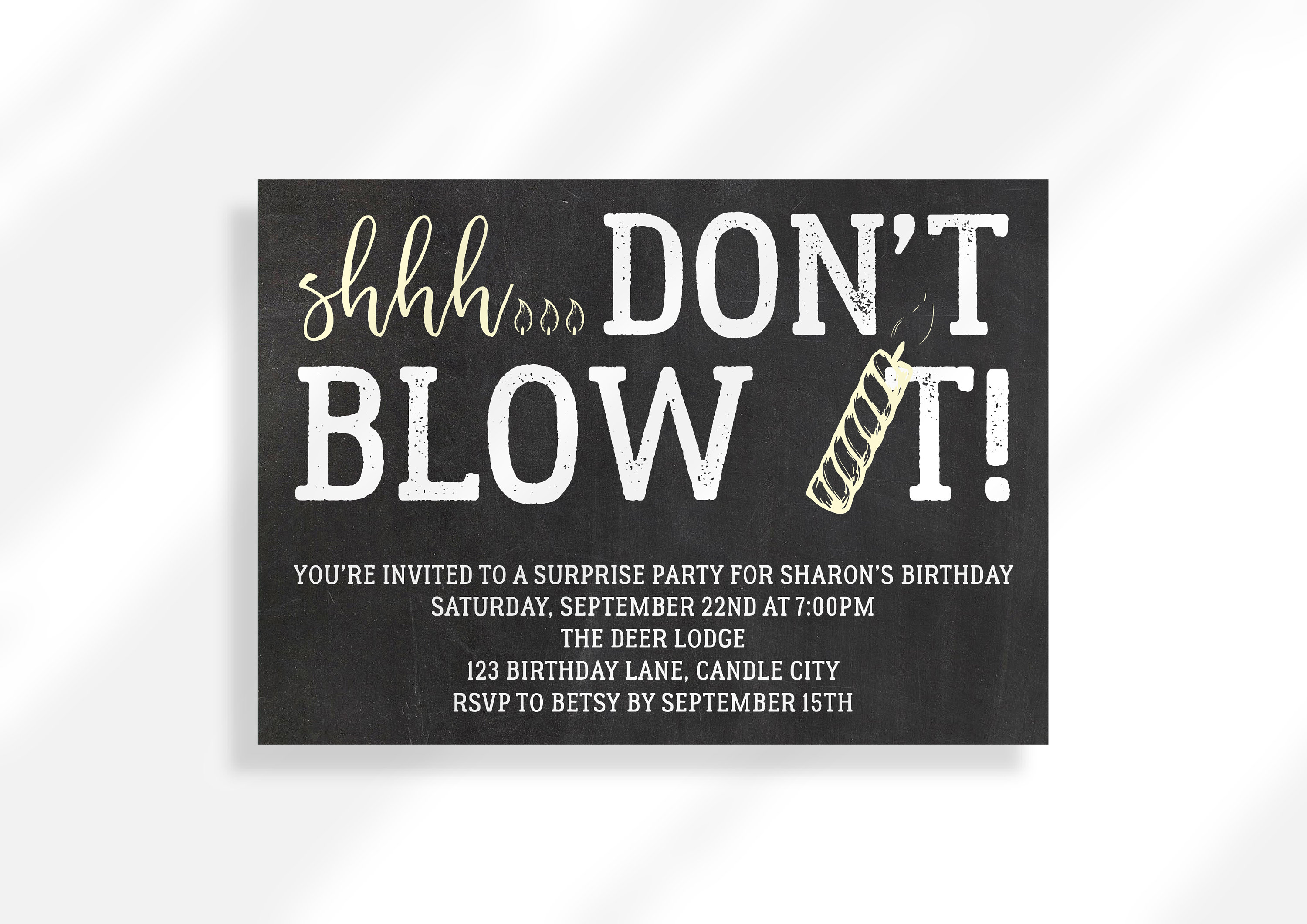 Editable Shhh It's A Surprise Birthday Invitation for Instant Digital ...