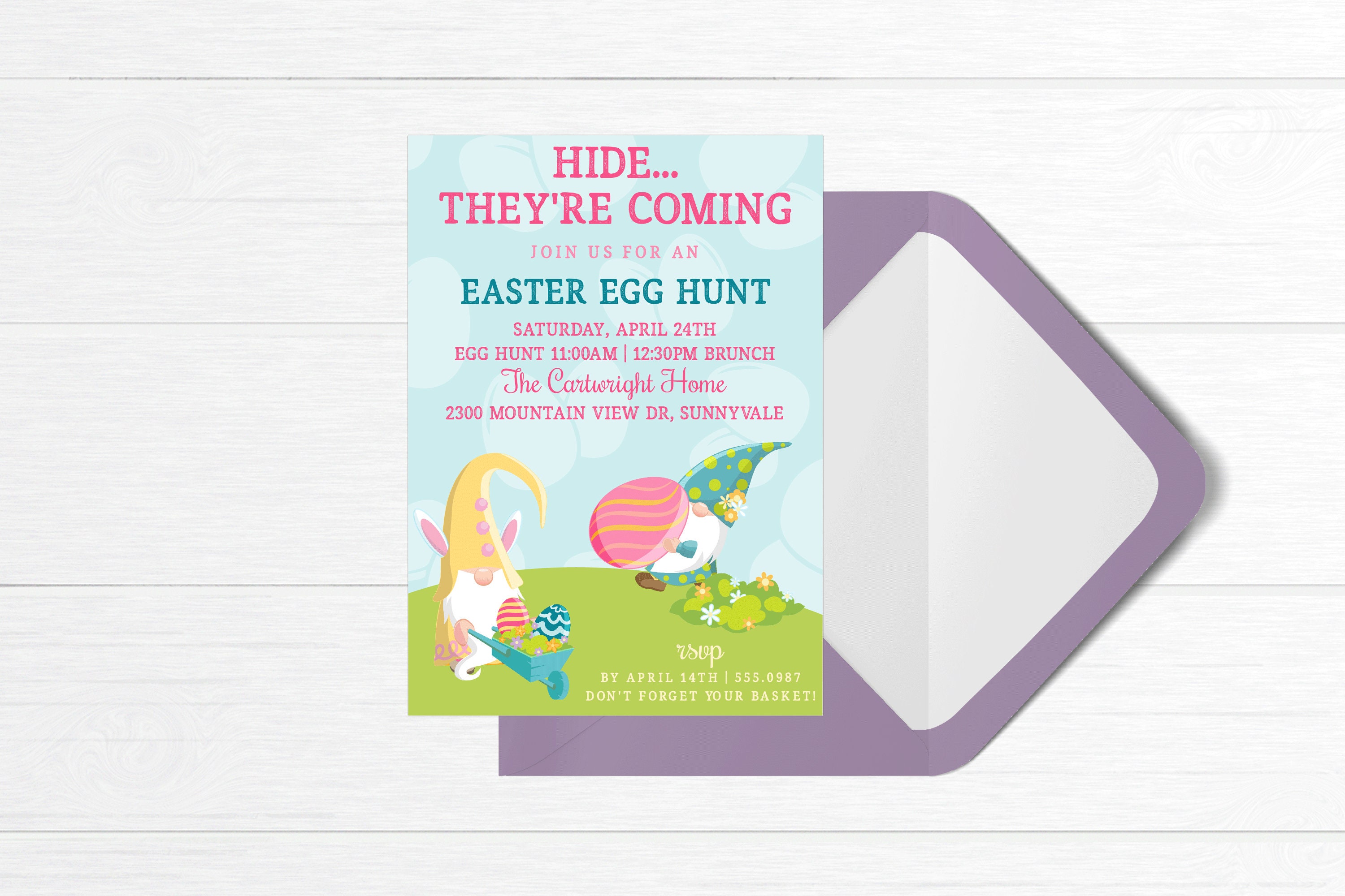 Editable Gnome Easter Egg Hunt Invitation for Instant Digital Download ...