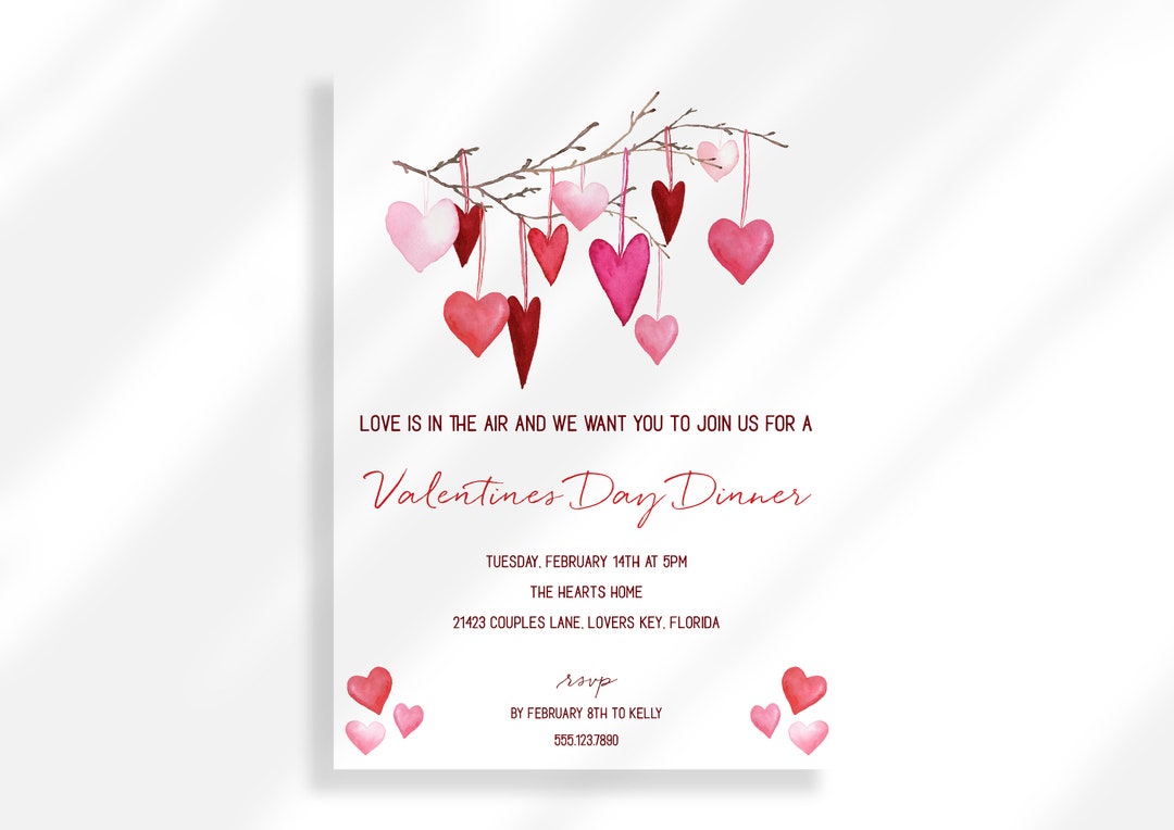 Editable Valentines Day Dinner Invitation Galentines Day Party ...