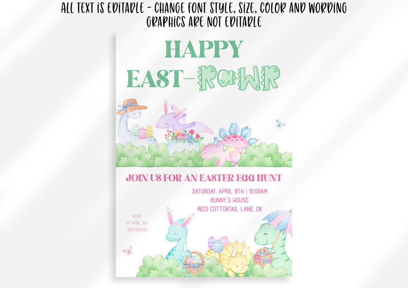 Editable Dinosaur Easter Printable Easter Egg Hunt Party - Etsy