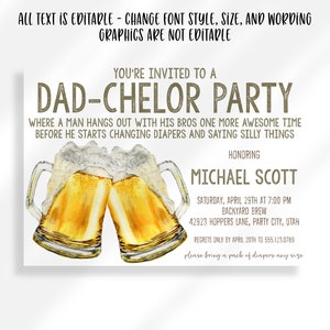 Editable Dadchelor Baby Shower Invitation Instant Digital Download ...