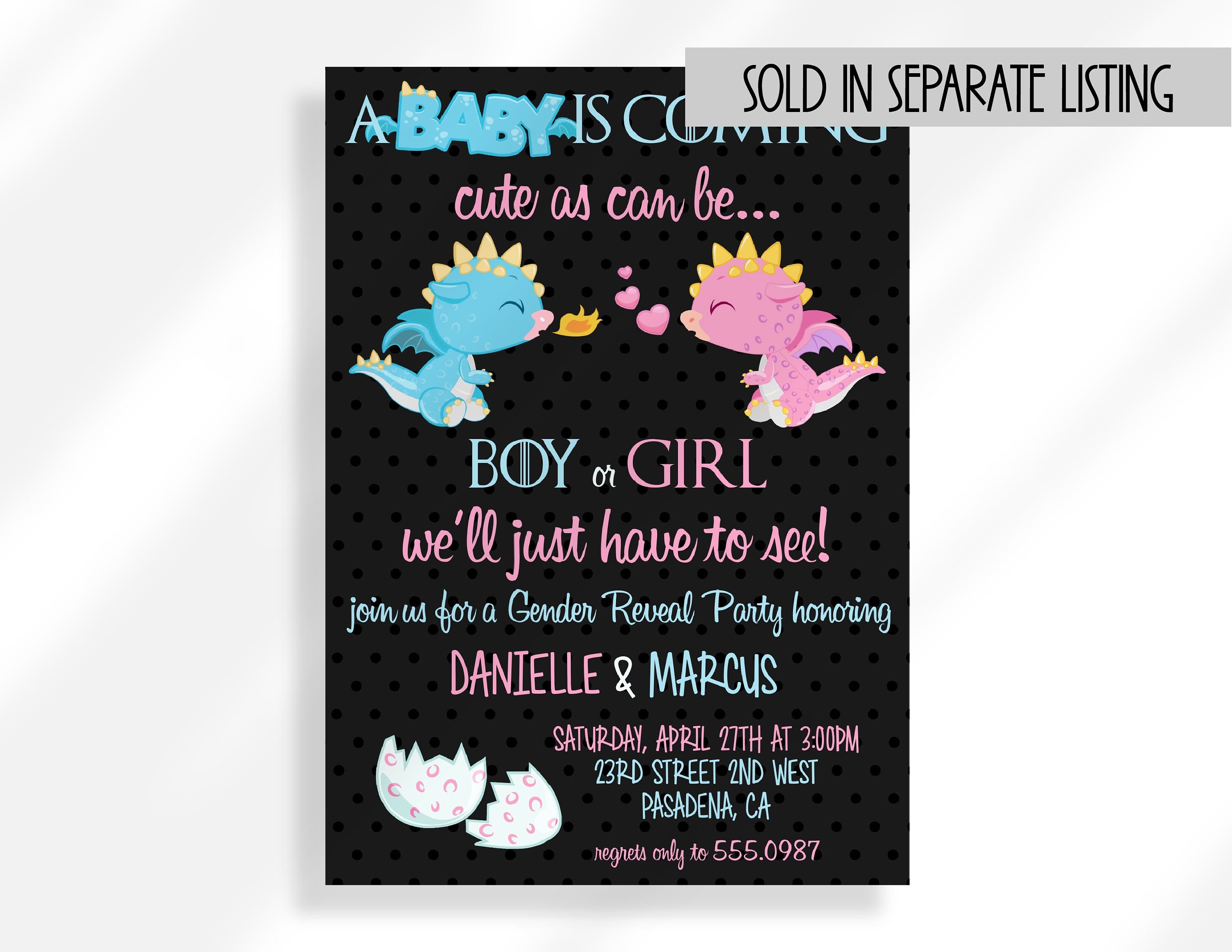 Editable Dragon Gender Reveal Invitation for Instant Digital Download ...