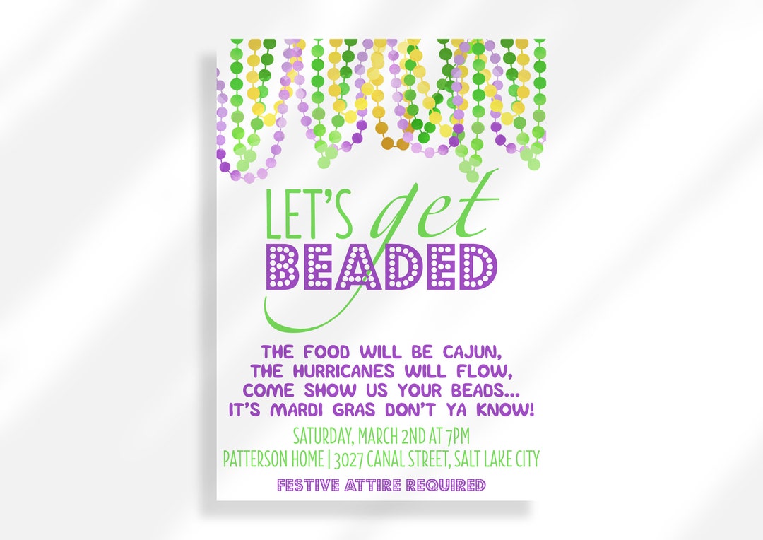 Editable Mardi Gras Invitation for Instant Digital Download | Printable ...