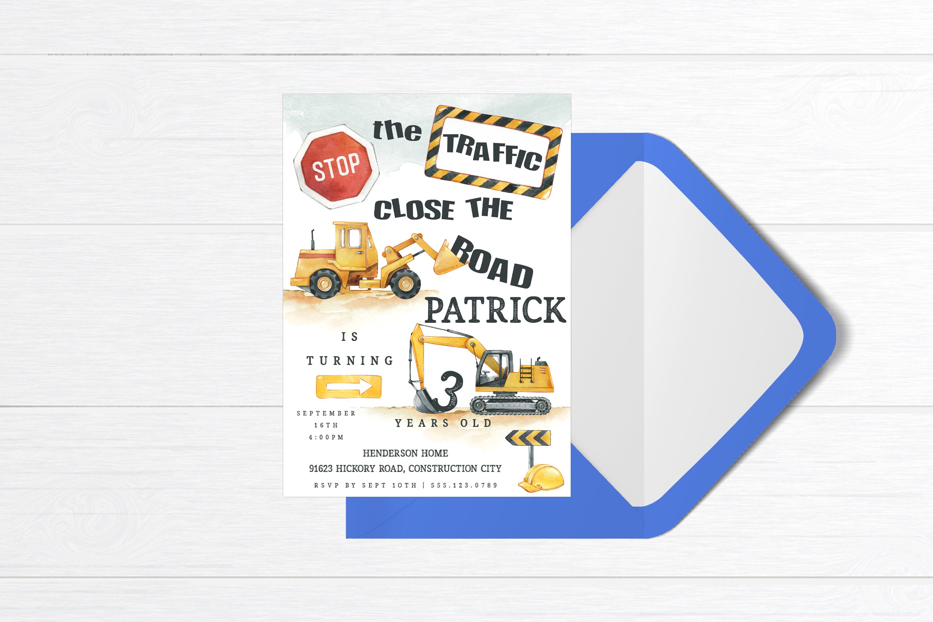 Editable Stop the Traffic Close the Road Birthday Invitation for ...