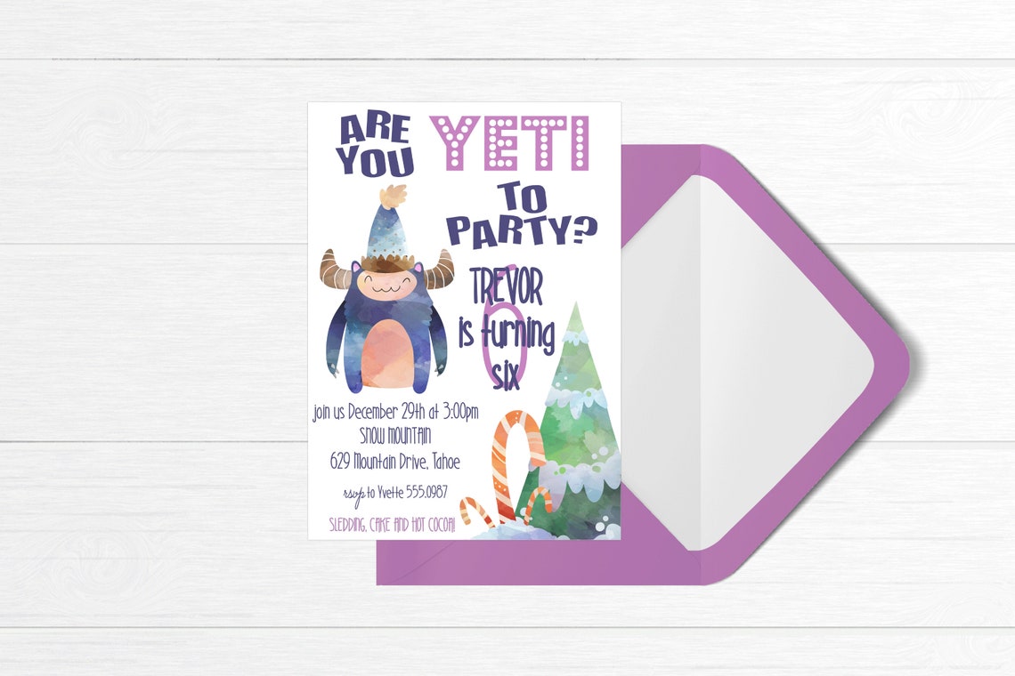Editable Yeti Birthday Invitation for Instant Digital Download ...