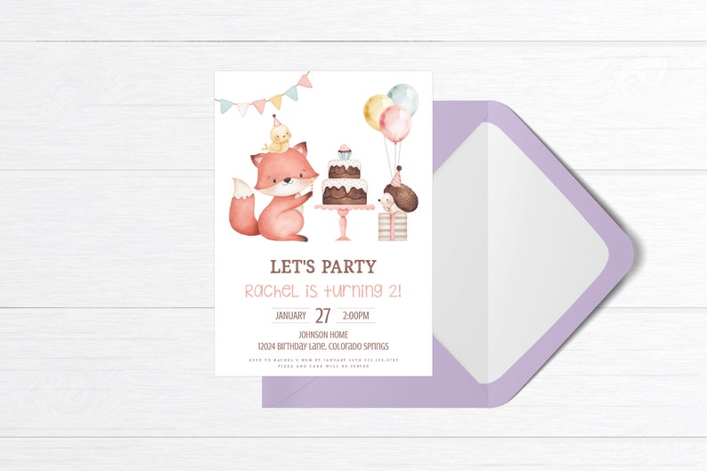 Editable Kid Birthday Invitation for Girls | Party Animal Invitation ...