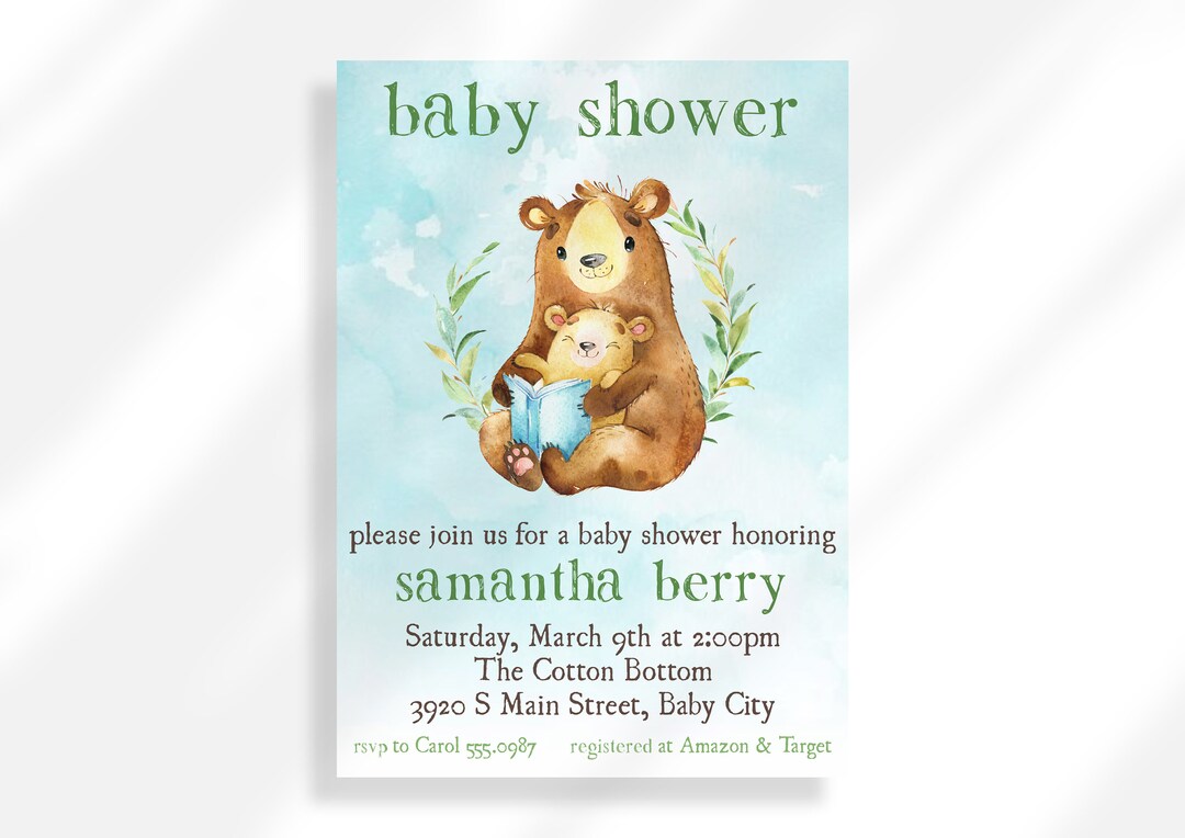 Editable Dad and Son Baby Shower Invitation Boy | Teddy Bear Shower ...