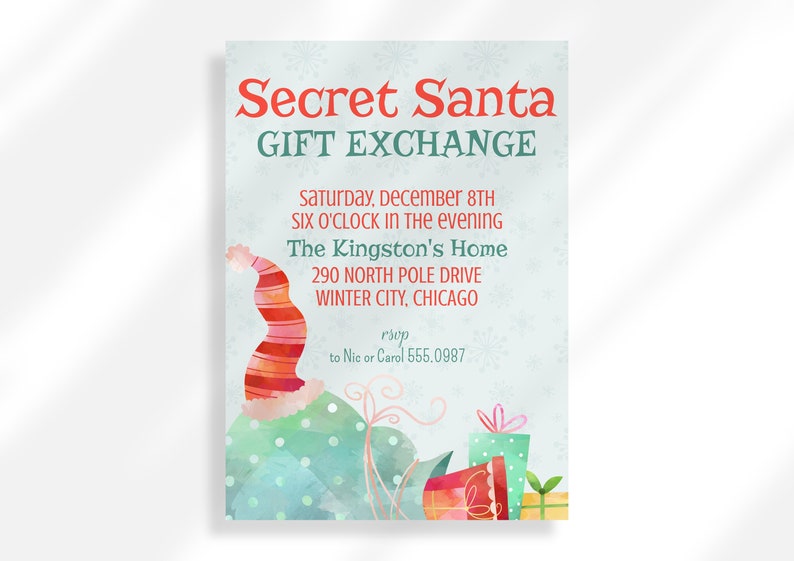 Editable Secret Santa Printable Invitation Christmas Secret - Etsy