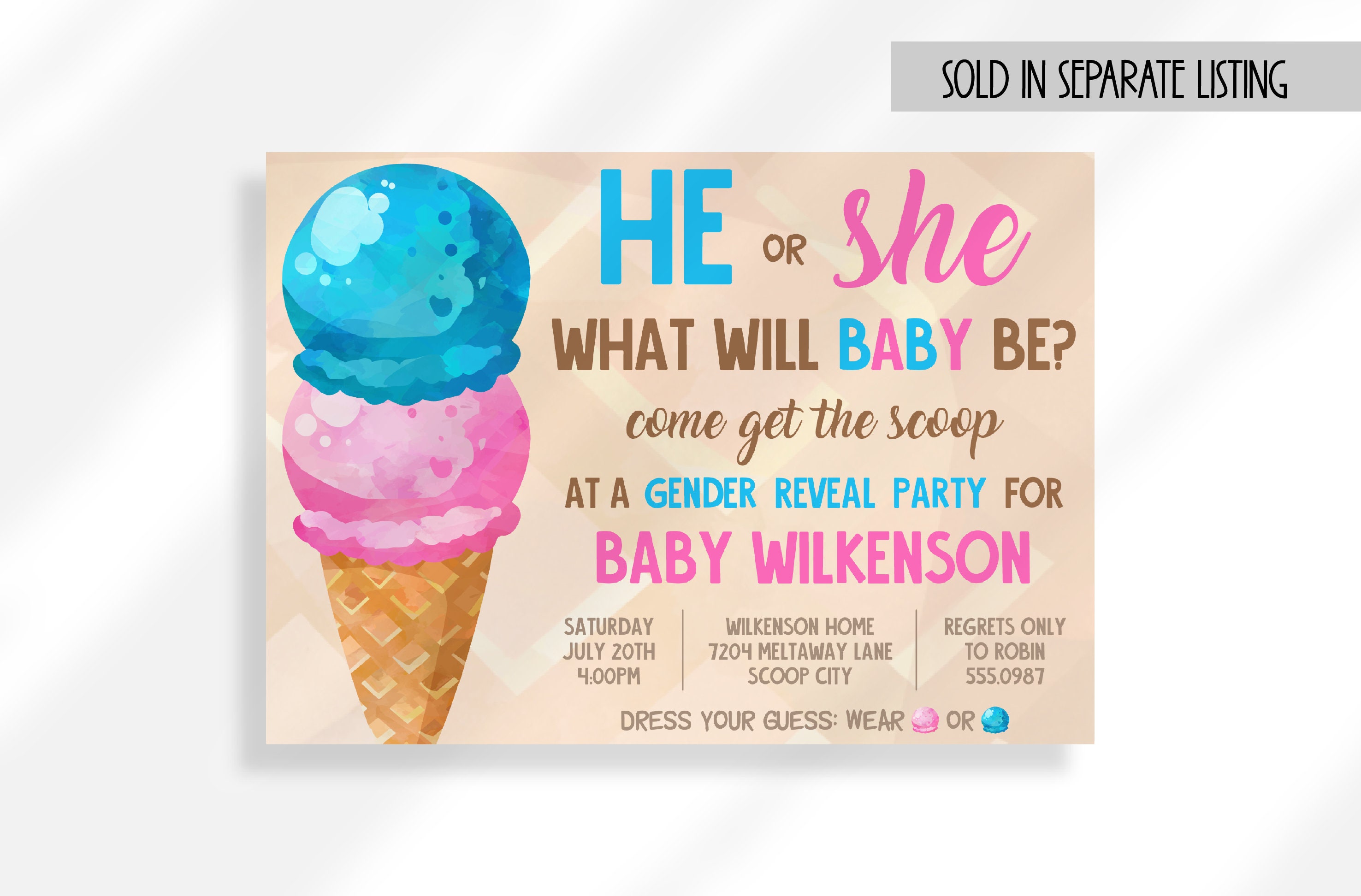 Editable Whats the Scoop Gender Reveal Invitation Digital Download Ice ...