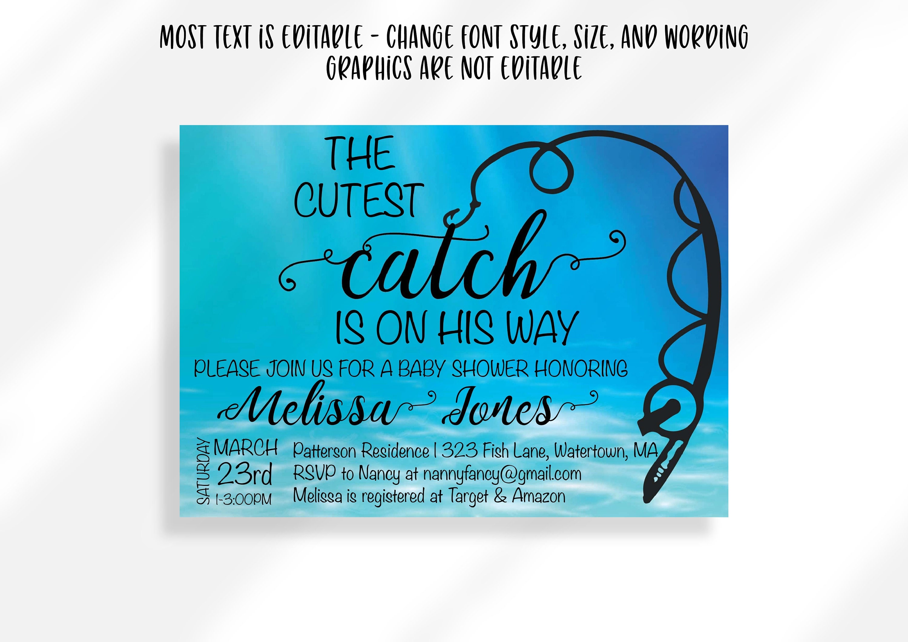 Editable Fishing Baby Shower Invitation Boy Digital Download | Cutest ...