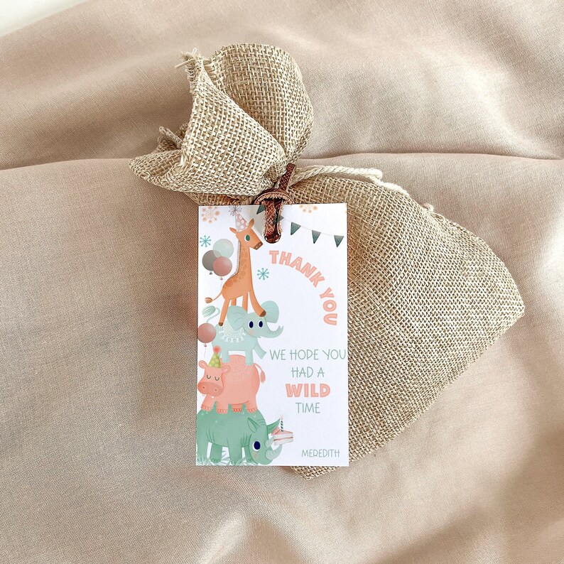 Editable Animal Birthday Thank You Tag Party Animals Favor Tags Wild ...