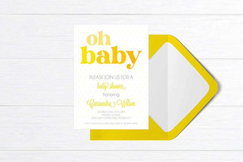 Editable Yellow Baby Shower Invitation Template - Etsy