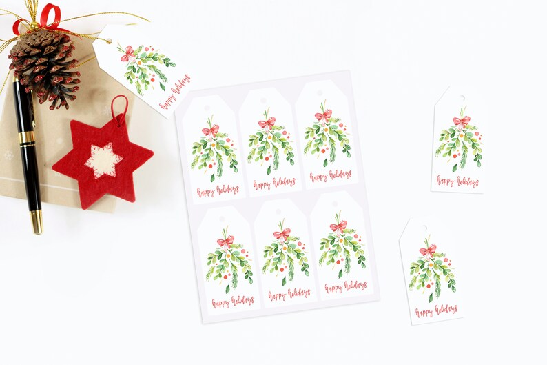 Happy Holidays Gift Tags Printable | Holiday Favor Tags | Christmas ...