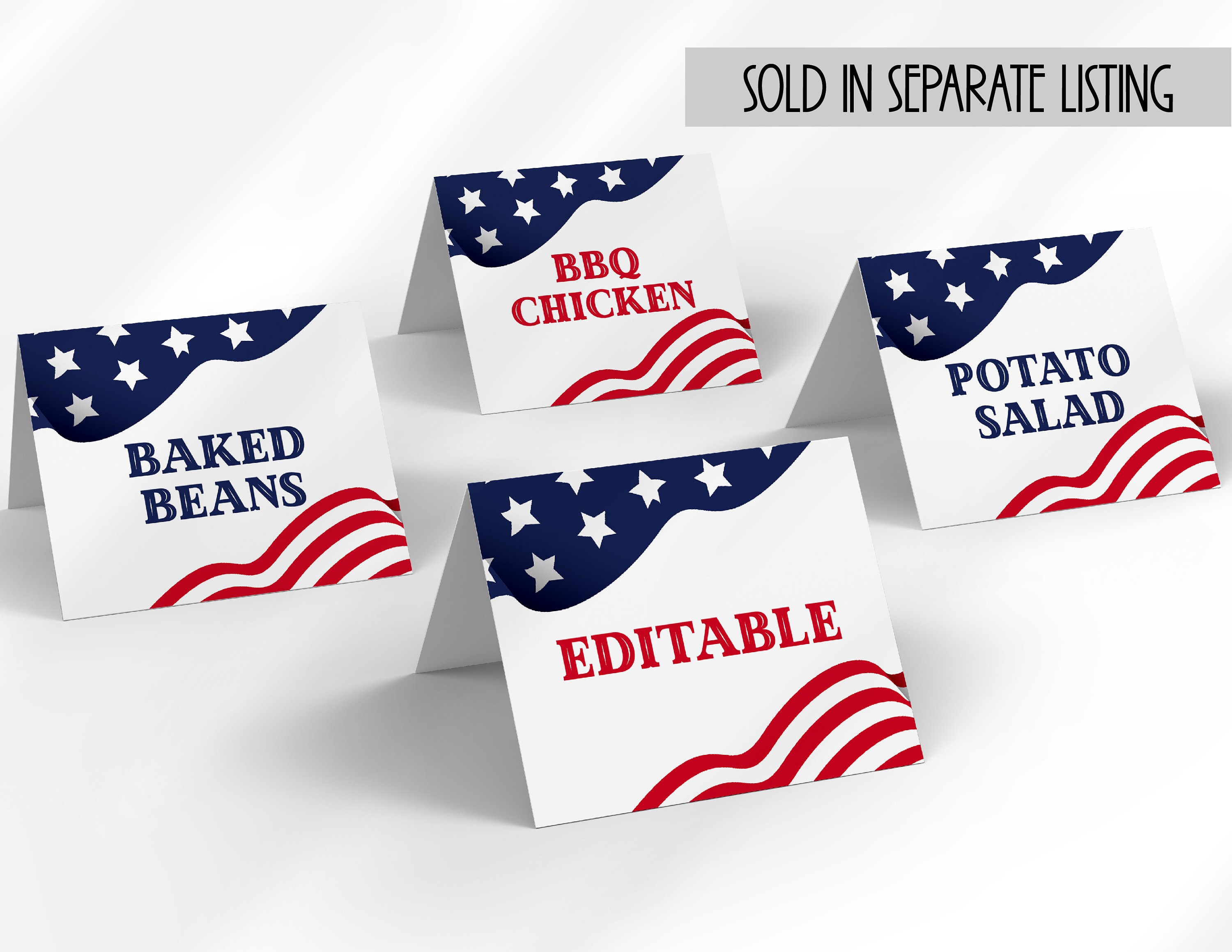 4th of July Party Food Signs Printable, All American Baby Shower ...