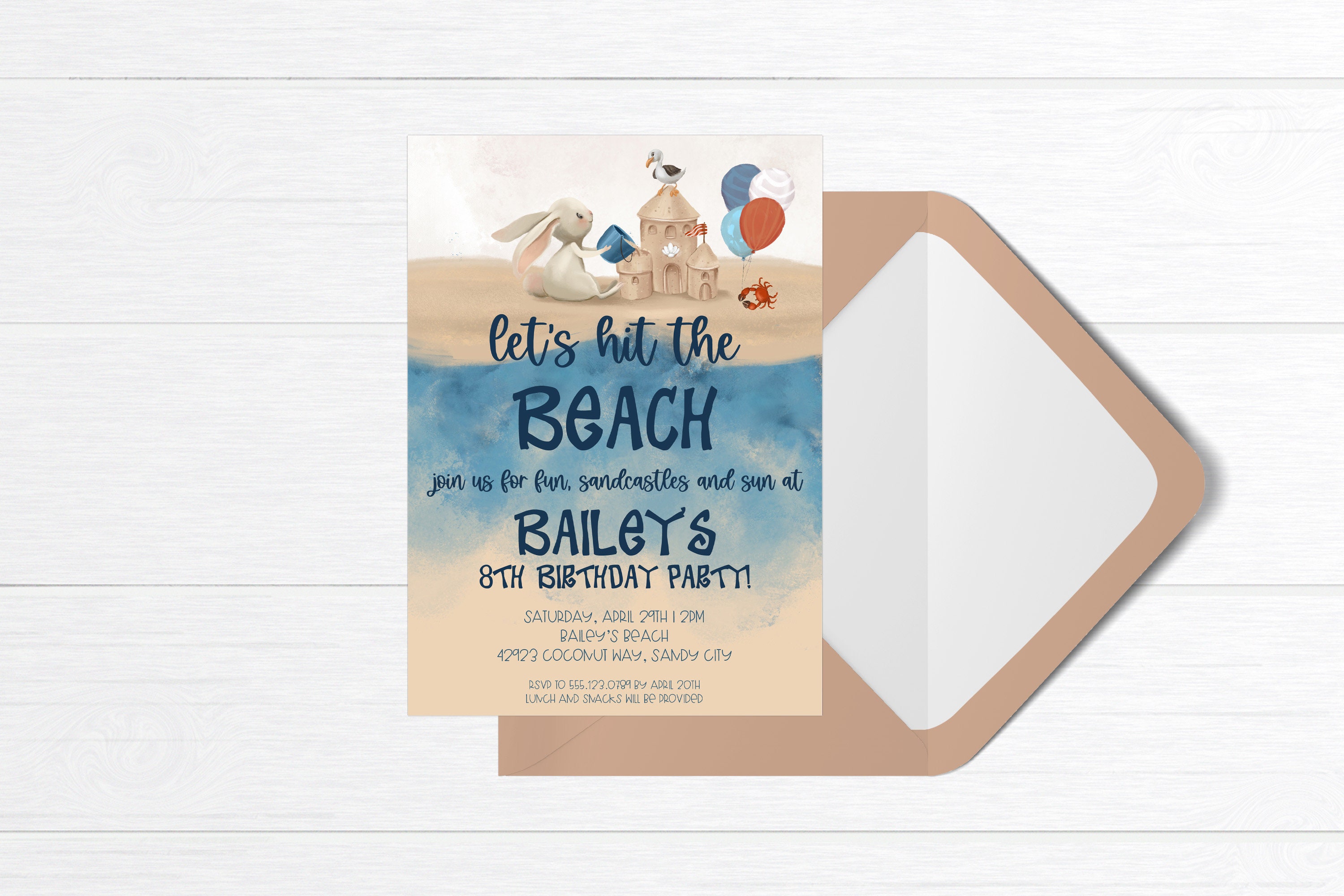 Editable Beach Party Invitation Template | Beach Invite Printable ...