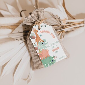 Editable Animal Birthday Thank You Tag Party Animals Favor Tags Wild ...